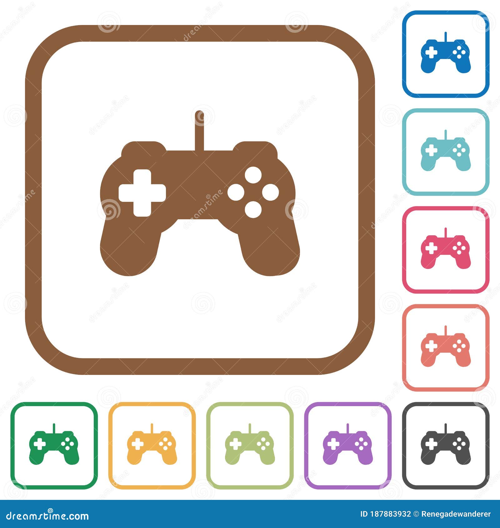 Game Controller Simple Icons Stock Vector - Illustration of flat ...