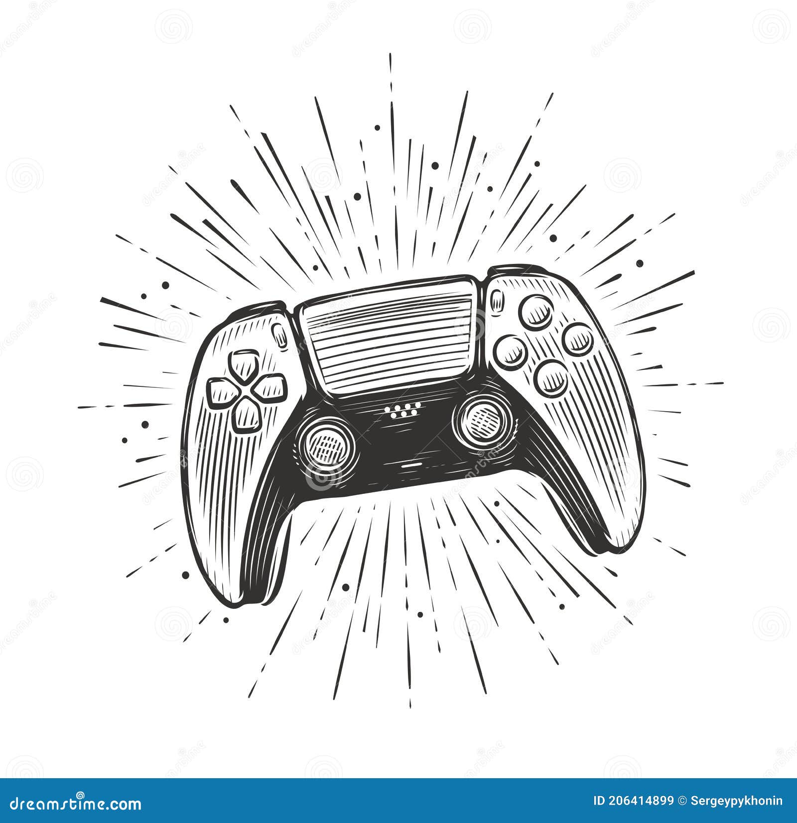 Game Controller. Video Gamepad Sketch Vector Stock Vector ...