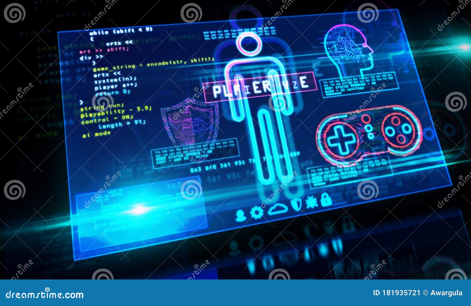Game Creating on Screen Illustration Stock Illustration - Illustration ...