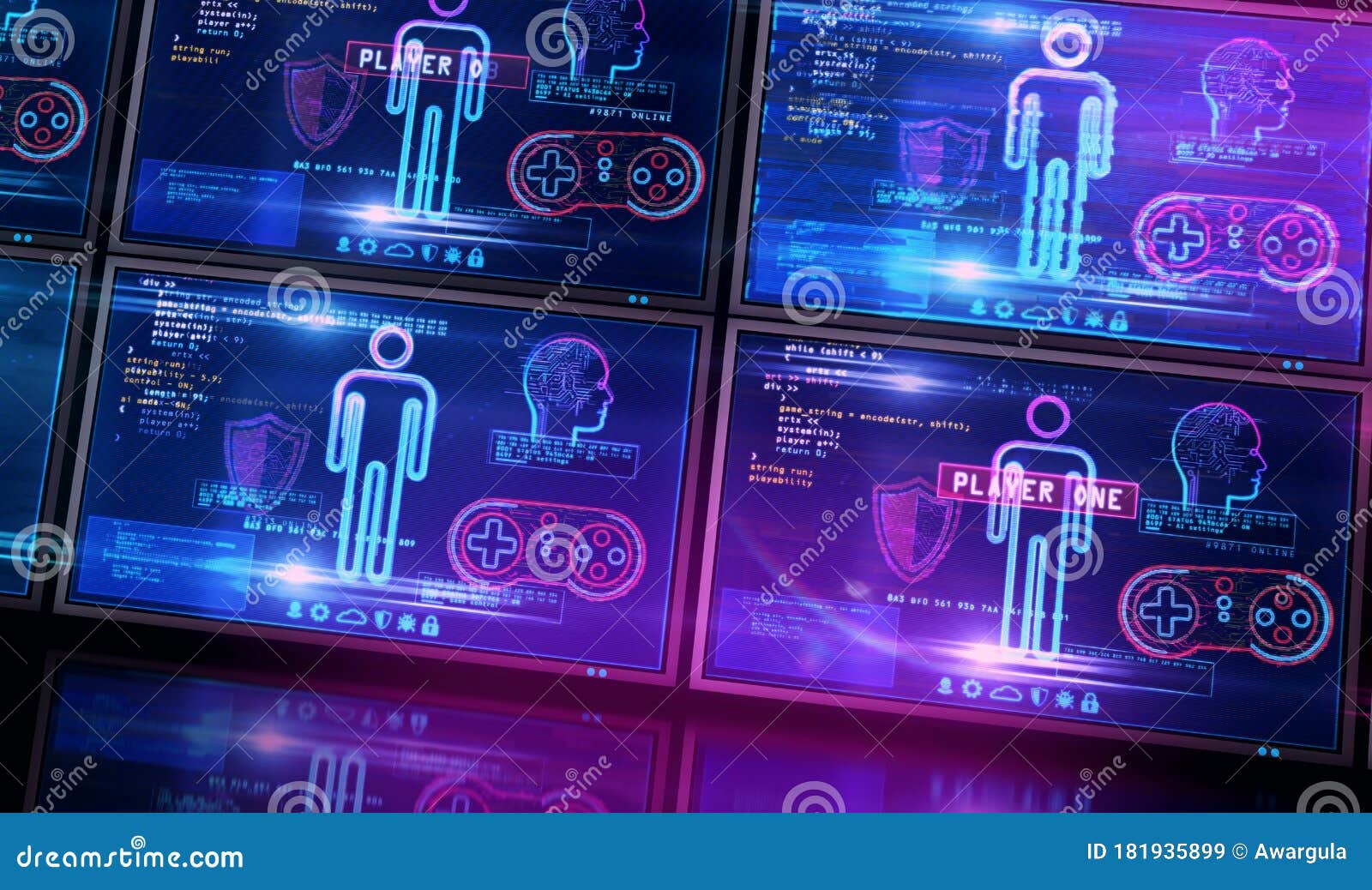Game Creating on Screen Illustration Stock Image - Image of computer ...