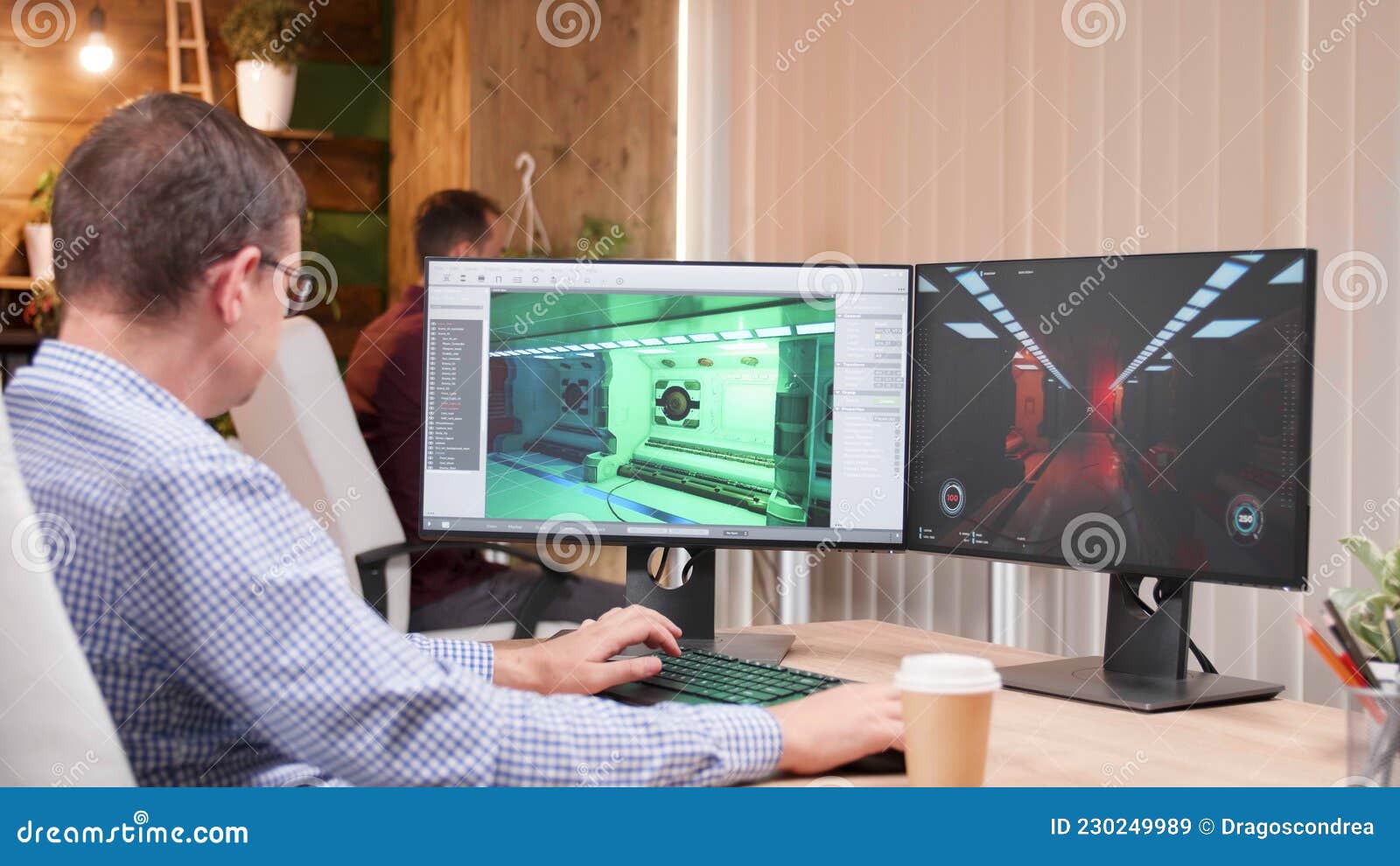 Game Creator Developing 3d Videogame Working at Graphic Ilustration ...