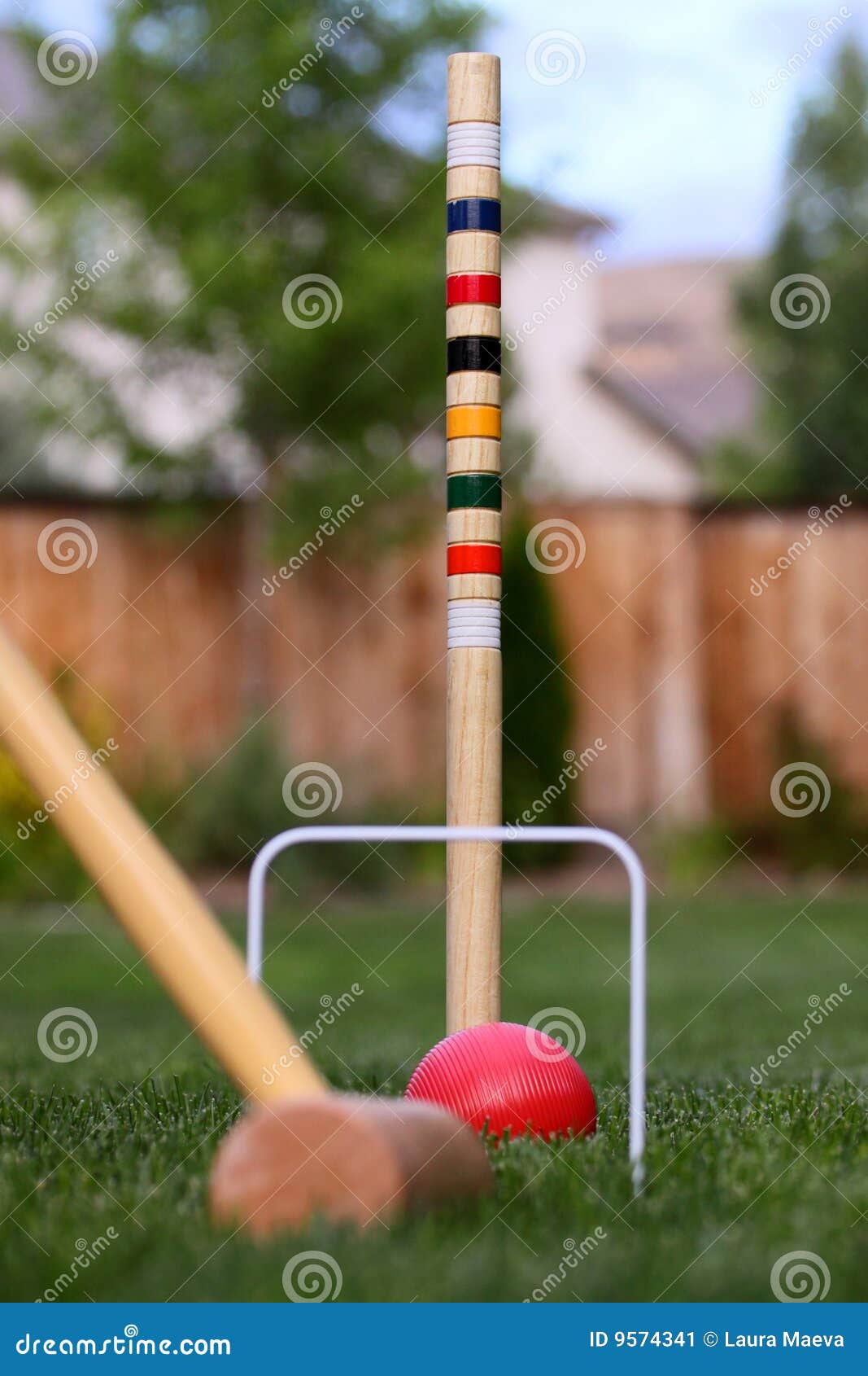 Game of Croquet in the Back Yard Stock Image - Image of croquet, stake ...