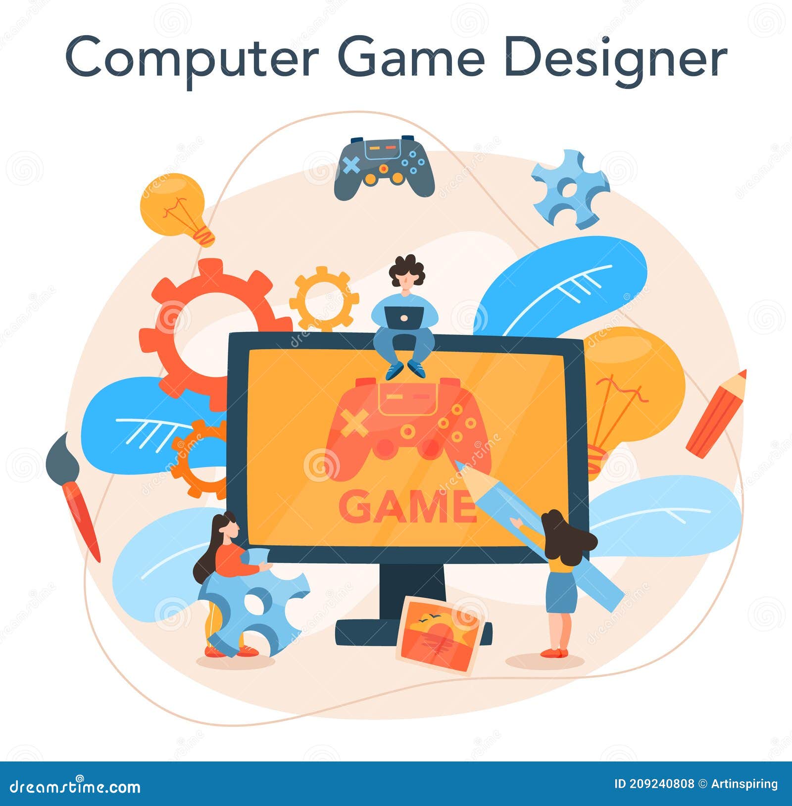 Game Designer Concept. Creative Process of a Computer Video Game ...