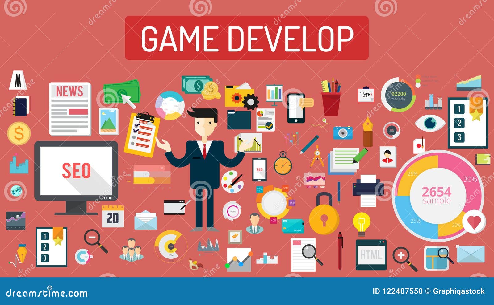 Game Develop Typography Design Stock Vector - Illustration of data ...