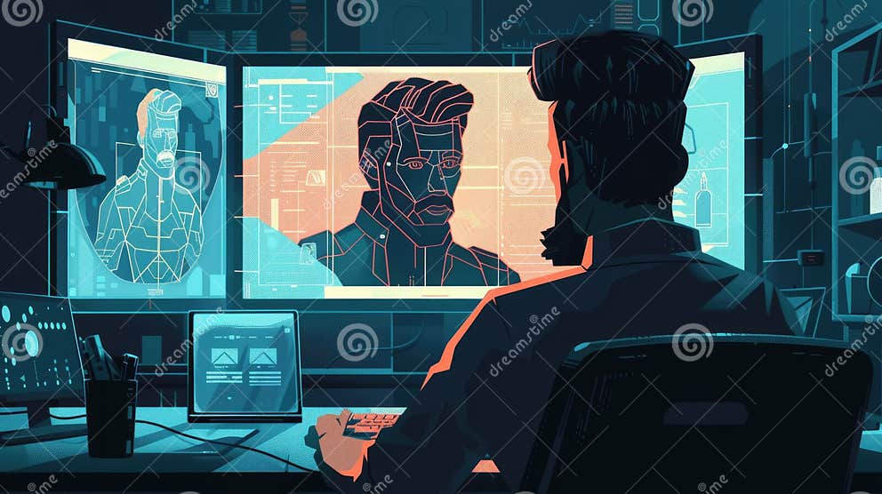 Game Developer and AI Muse Designing Character AIG60 Stock Photo ...