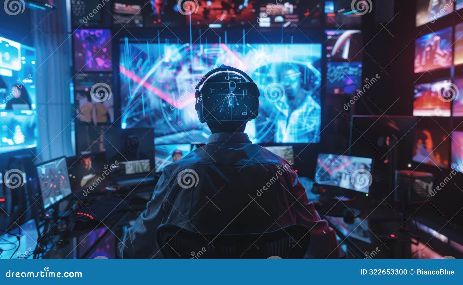 Game Developer and AI Muse in High-Tech Studio AIG60 Stock Photo ...