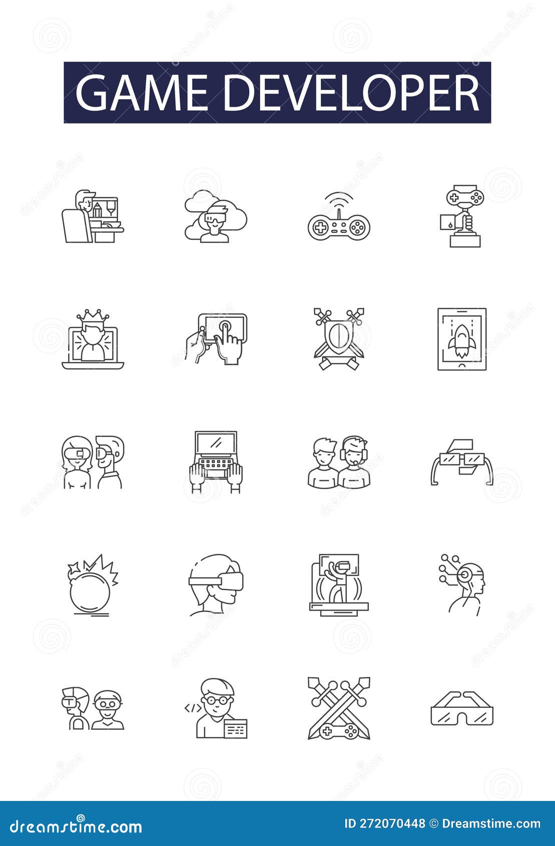 Web Developer Line Icons Collection Html Css Javascript Bootstrap Jquery Php Mysql Vector