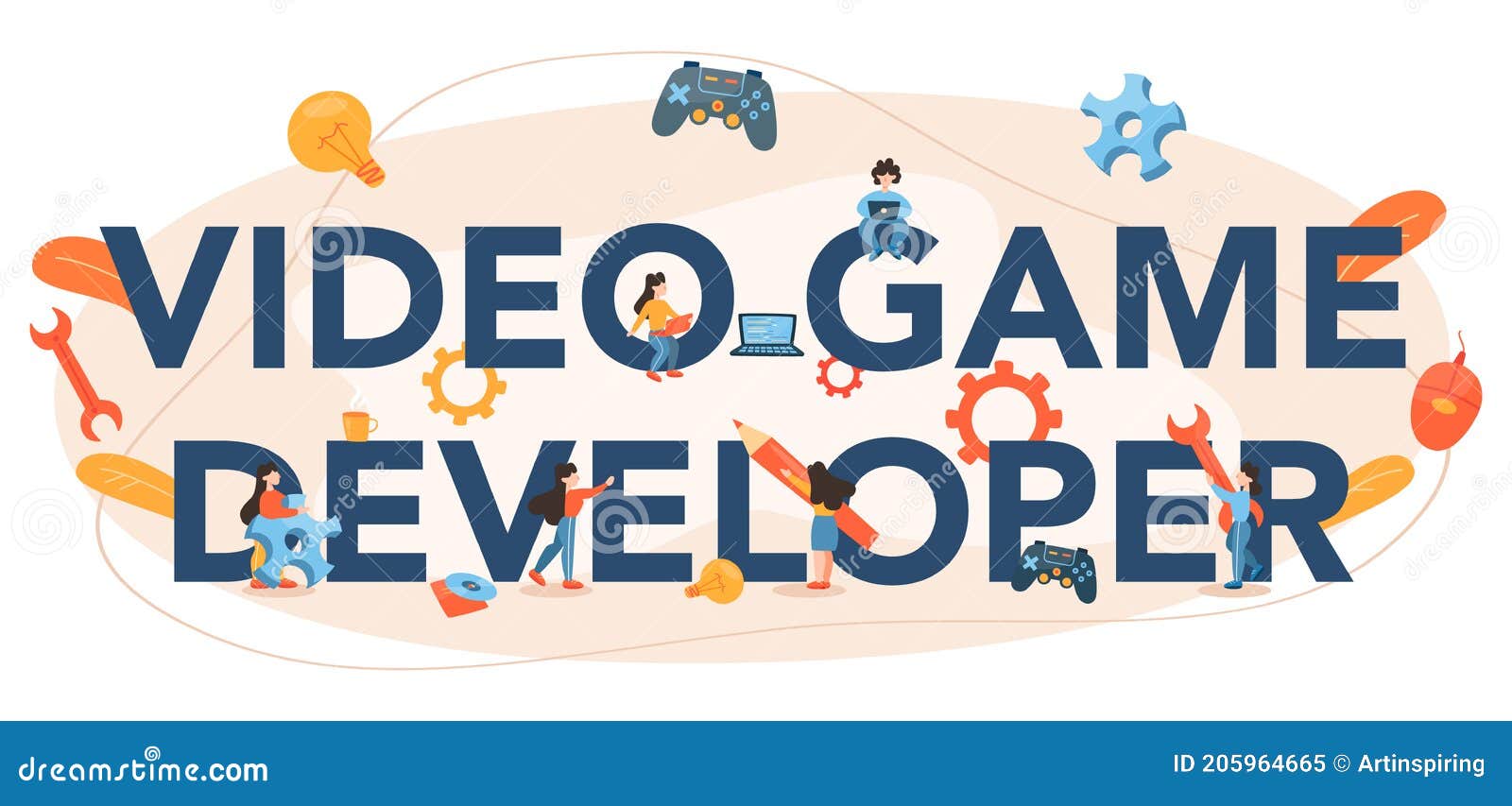 Game Developer Typographic Header. Creative Process of a Computer Video ...