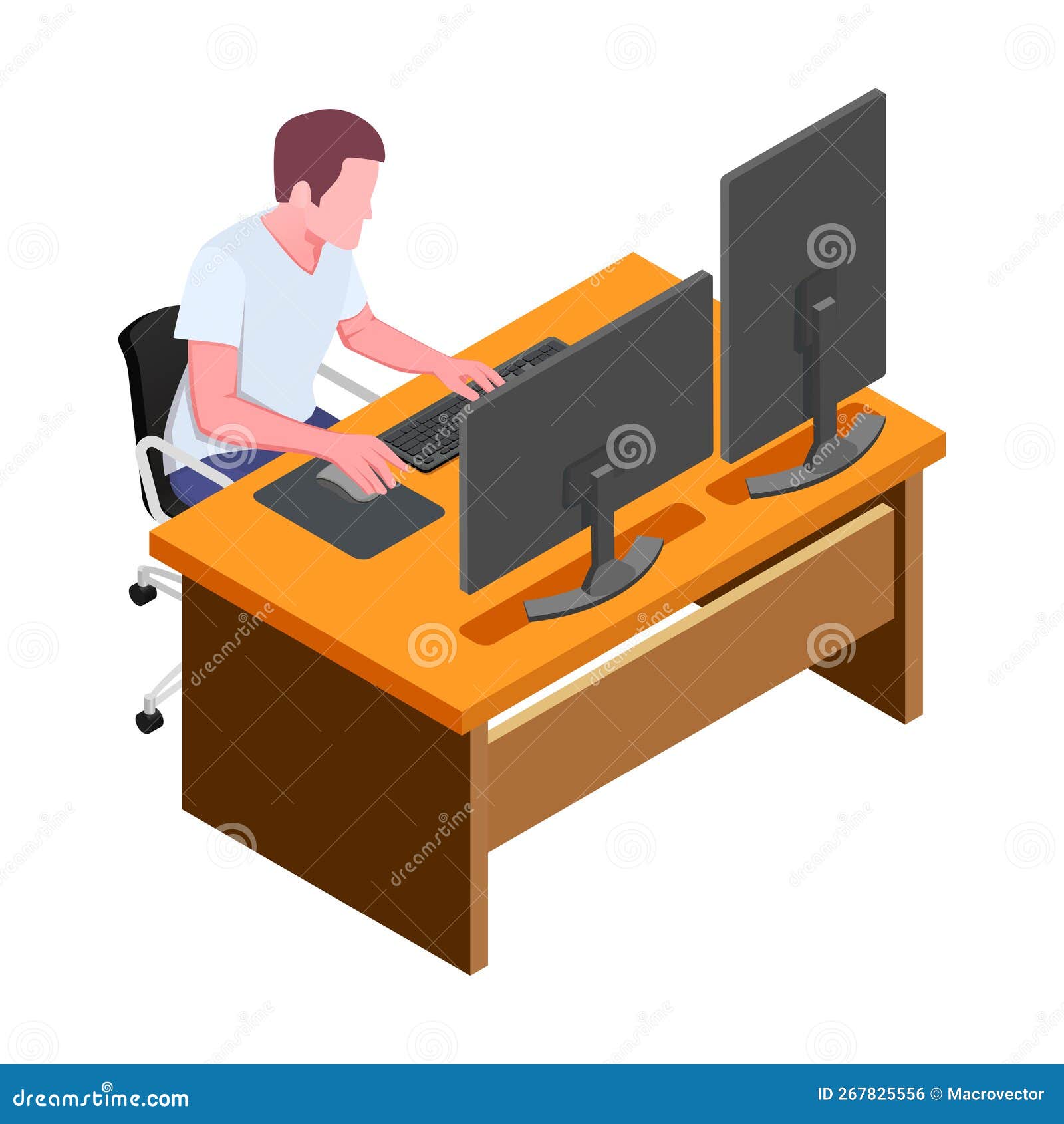 Game Developer Workspace Composition Stock Vector - Illustration of ...