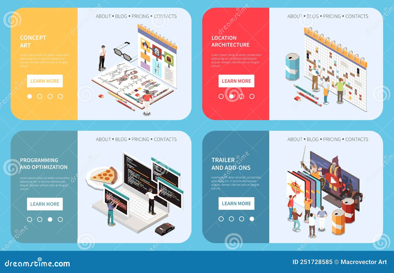 Game Development Banners Set Stock Vector - Illustration of element ...