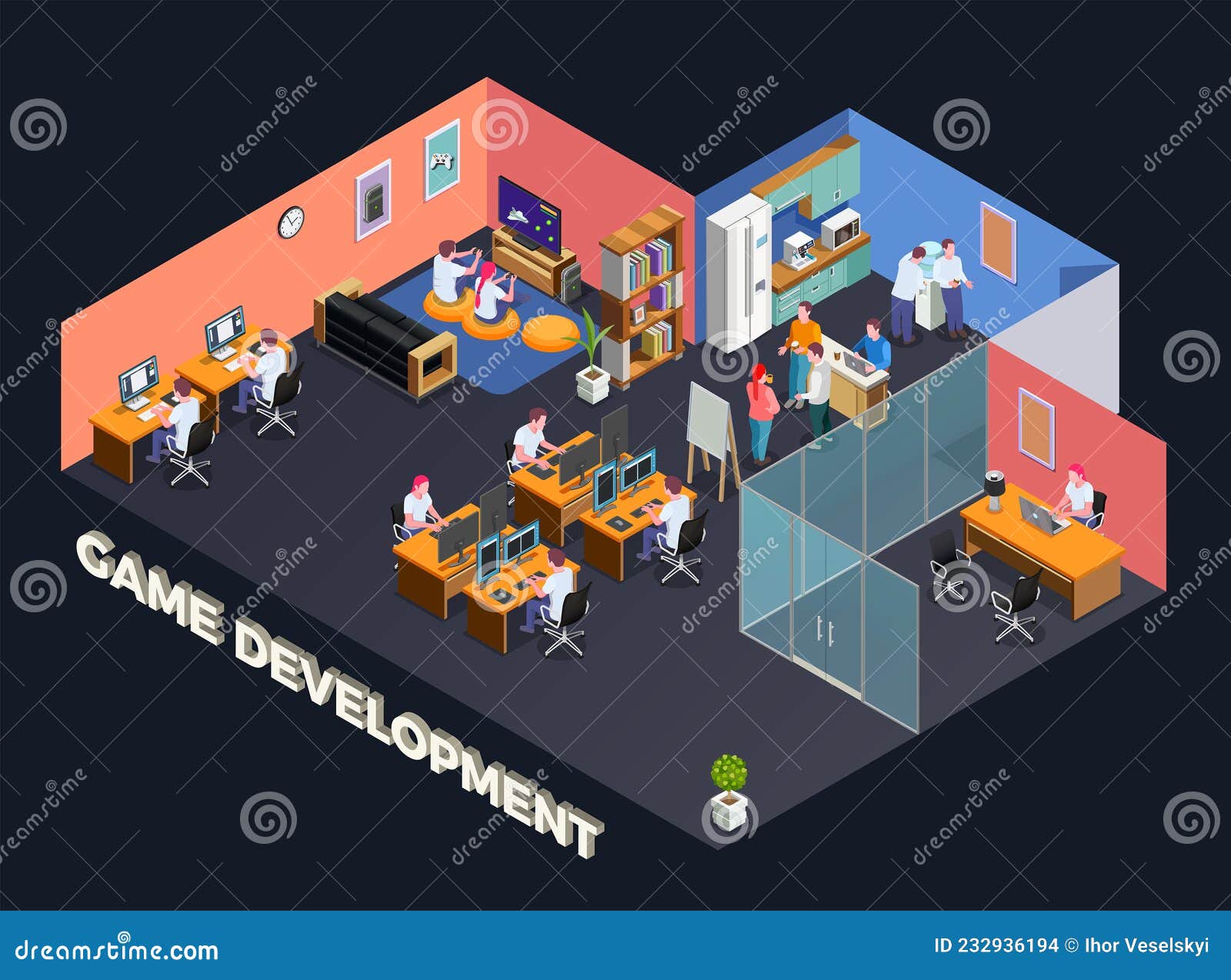Game Development Isometric Composition Stock Vector - Illustration of ...