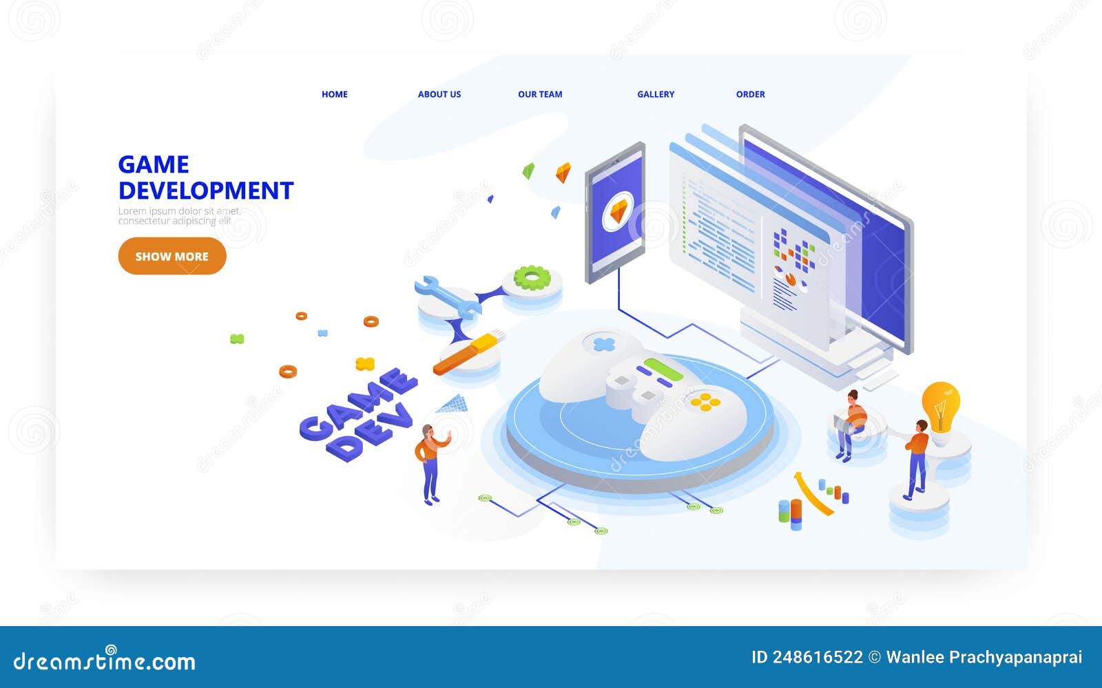 Game Development, Landing Page Design, Website Banner Vector Template ...