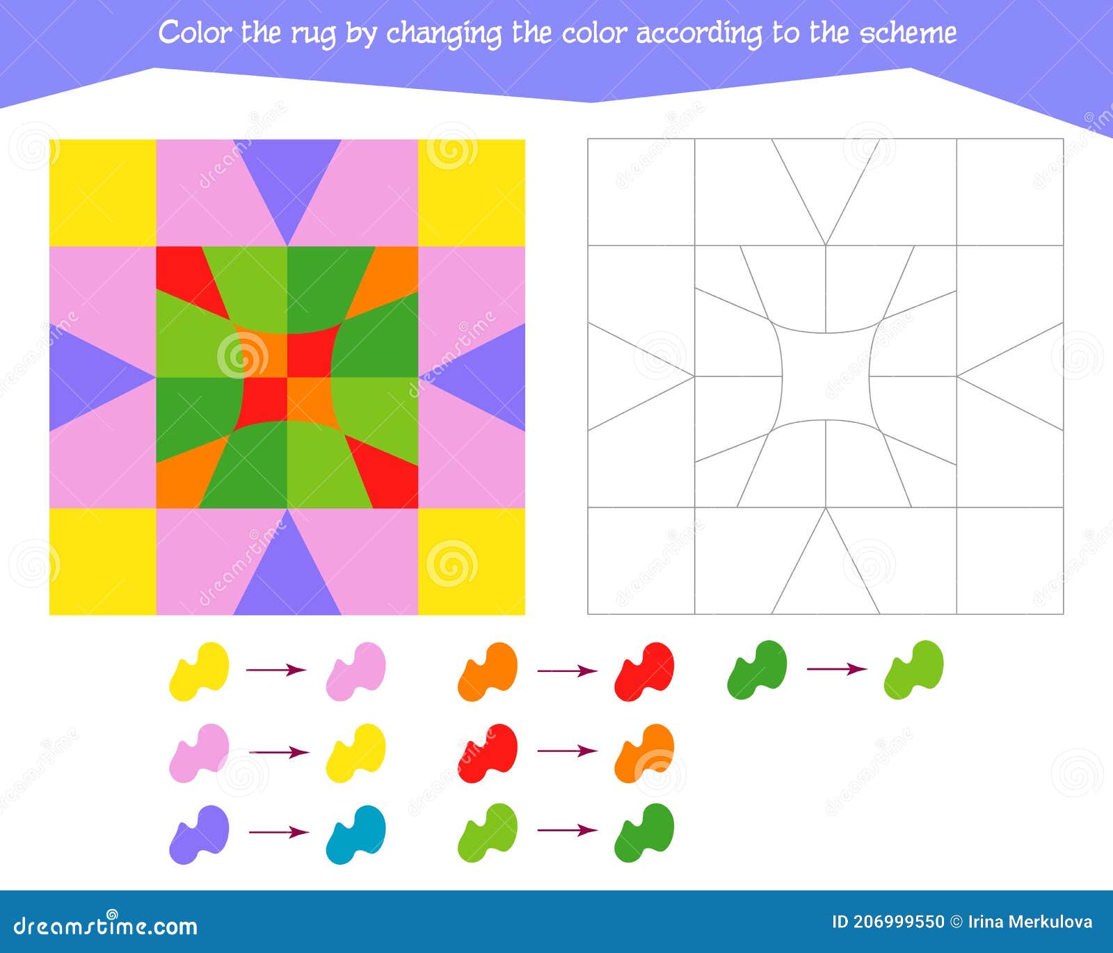 Game For The Development Of Logical Thinking. Color The Rug By Changing ...