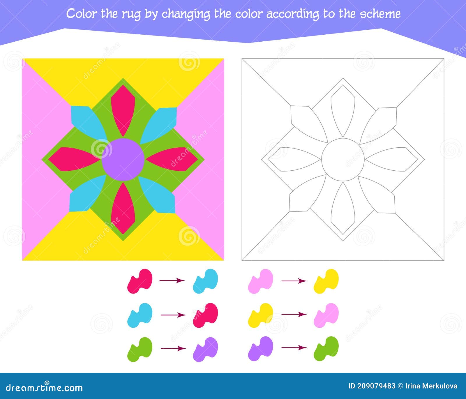 Game for the Development of Logical Thinking. Color the Rug by Changing ...