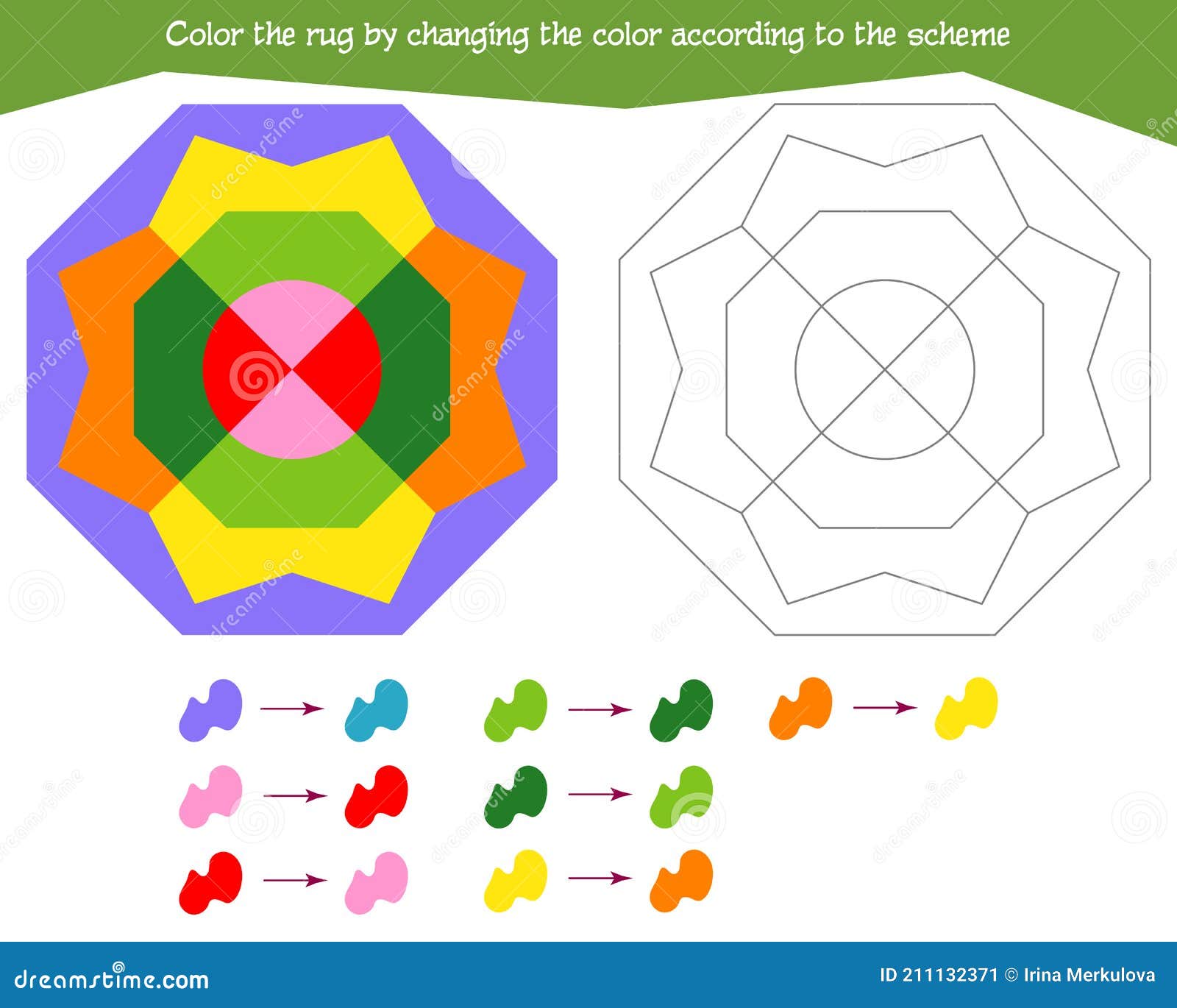 Game for the Development of Logical Thinking. Color the Rug by Changing ...