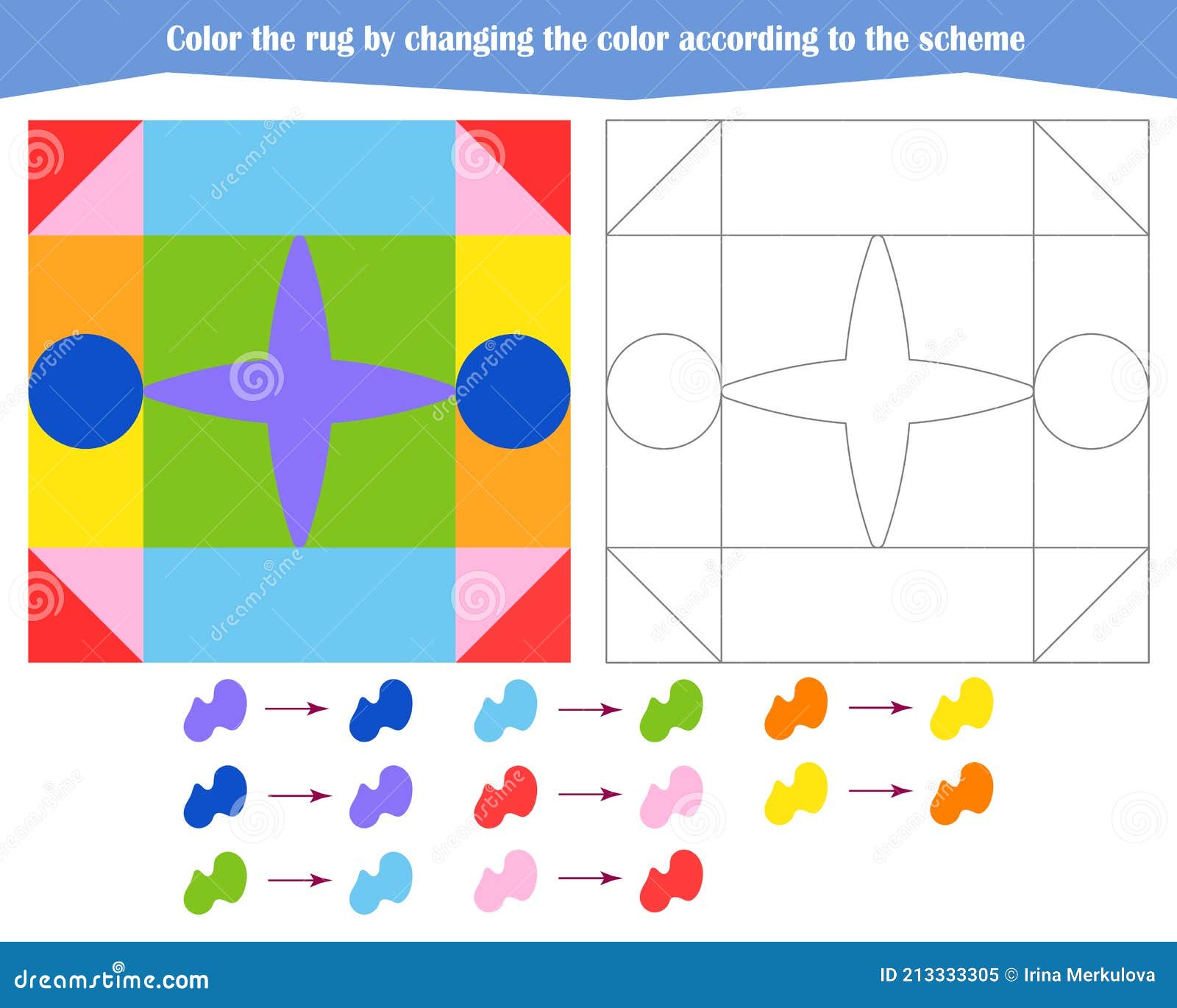 Game for the Development of Logical Thinking. Color the Rug by Changing ...