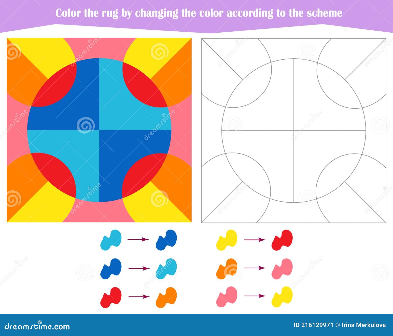 Game for the Development of Logical Thinking. Color the Rug by Changing ...