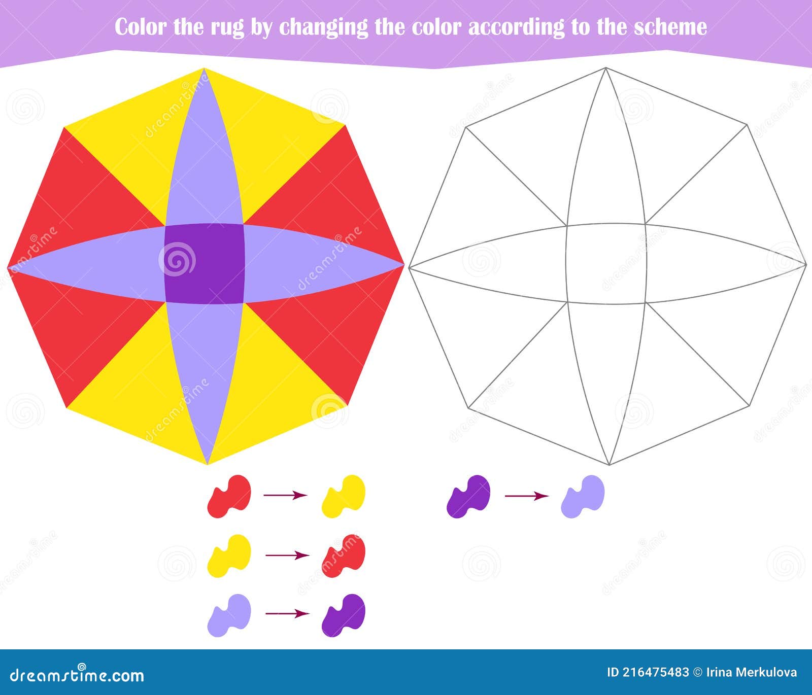 Game for the Development of Logical Thinking. Color the Rug by Changing ...