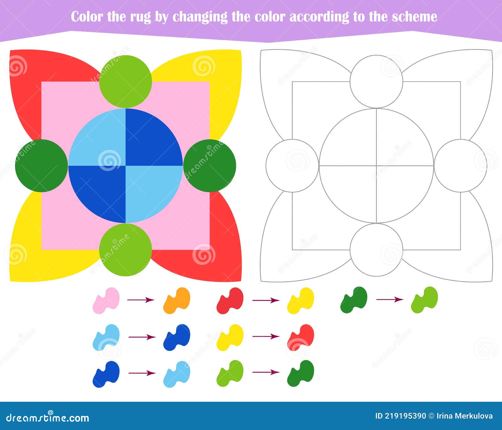 Game for the Development of Logical Thinking. Color the Rug by Changing ...