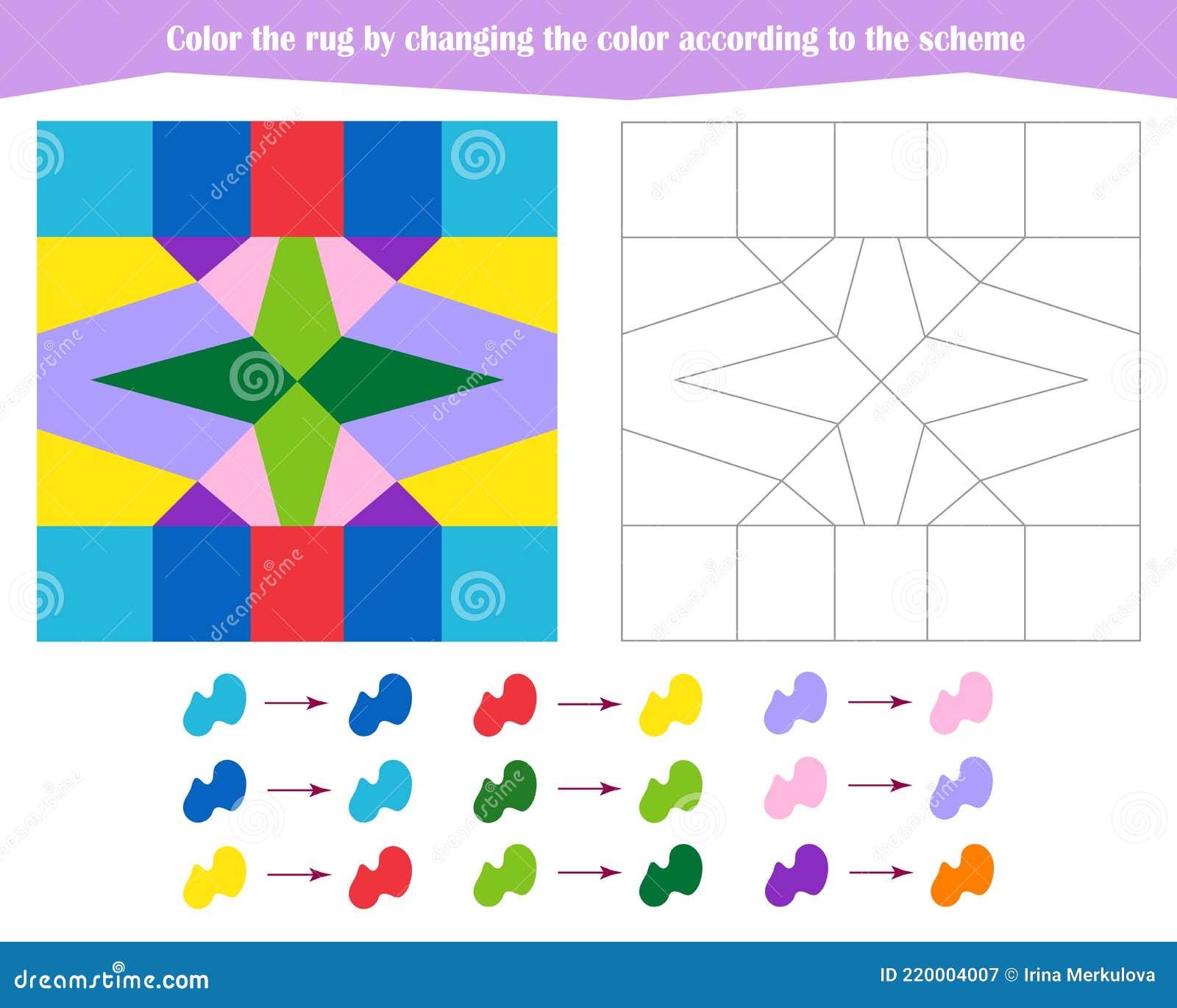 Game for the Development of Logical Thinking. Color the Rug by Changing ...