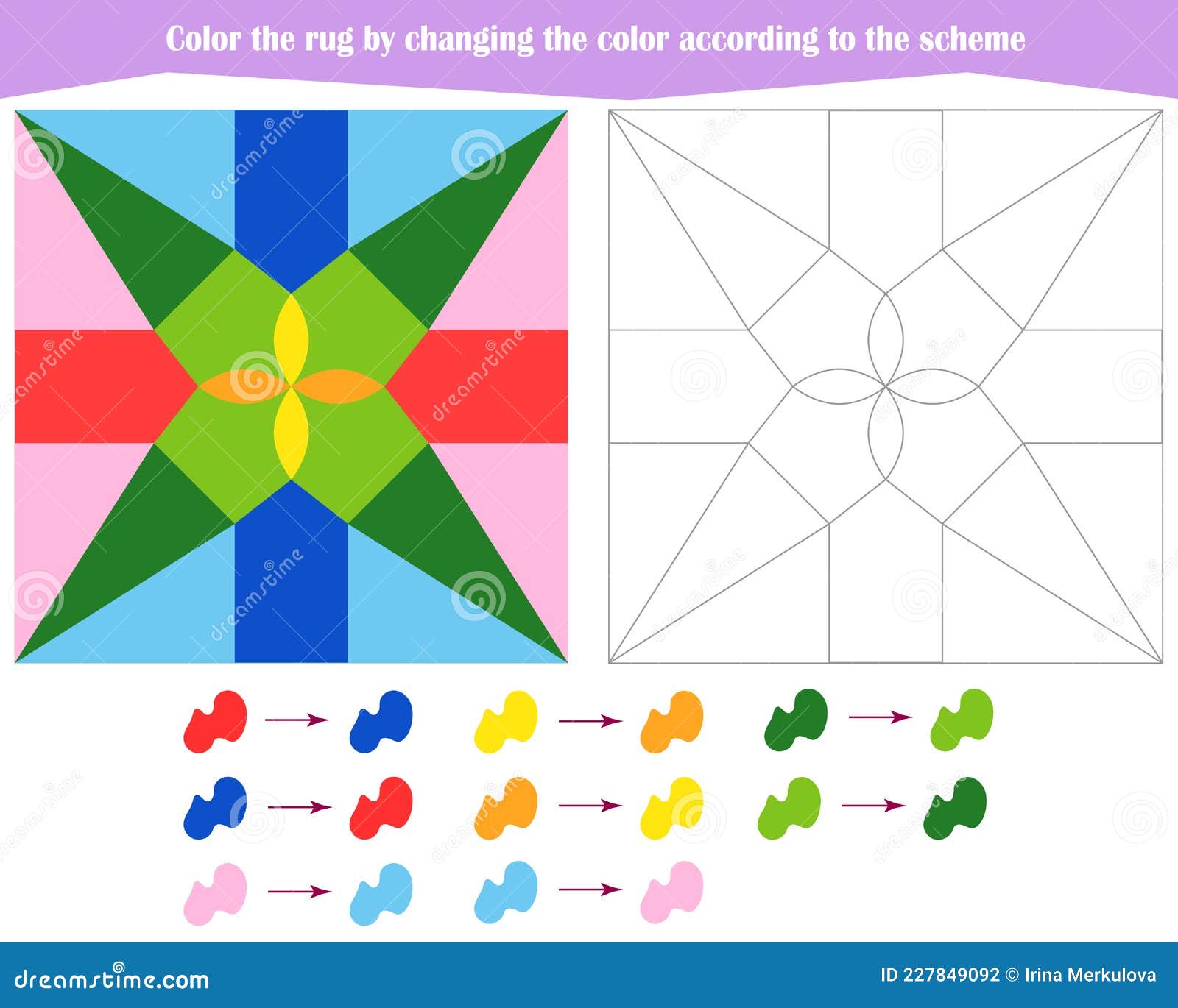 Game for the Development of Logical Thinking. Color the Rug by Changing ...