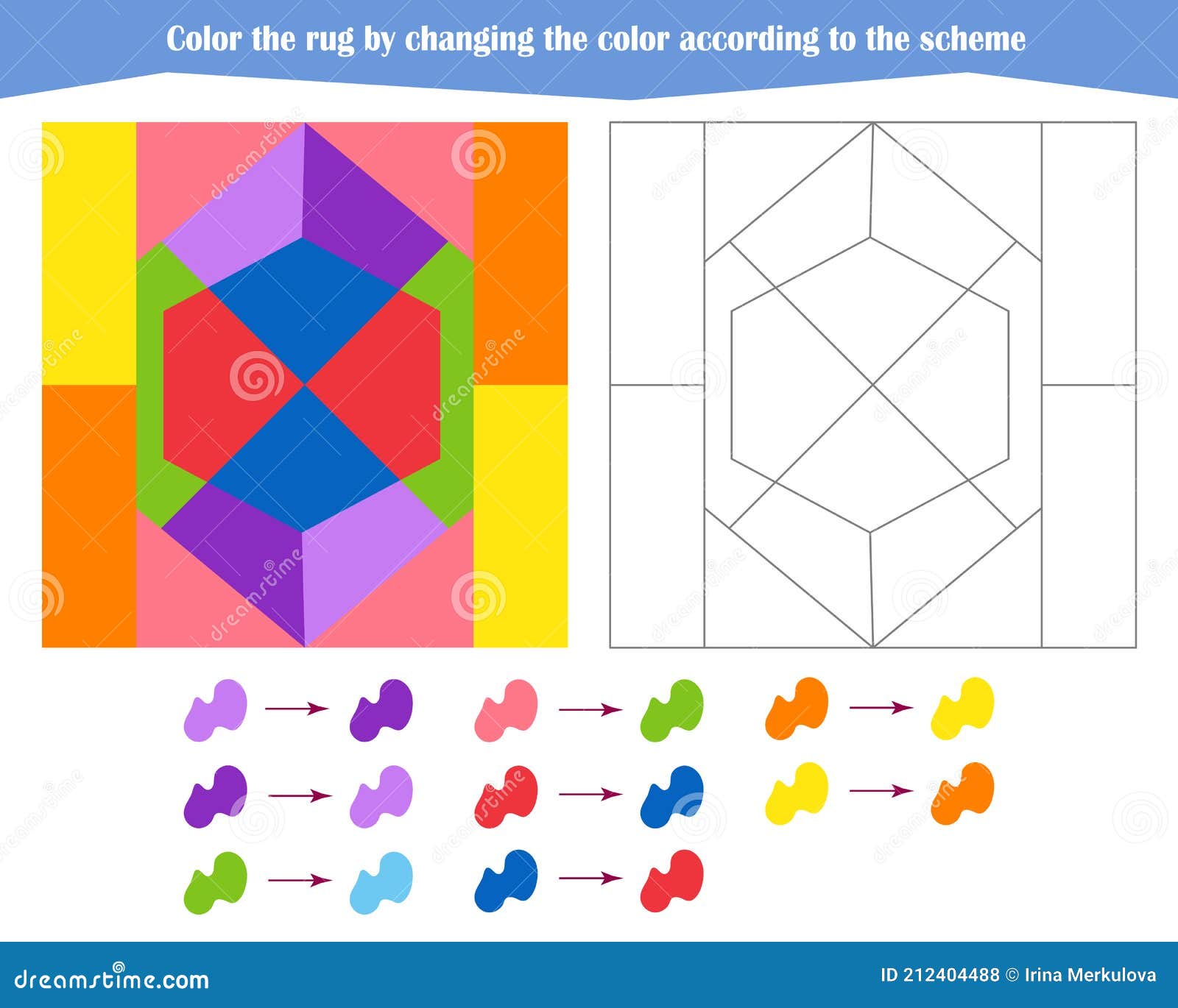 Game for the Development of Logical Thinking. Color the Rug by Changing ...
