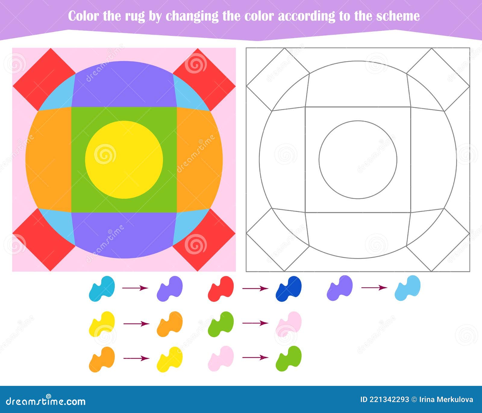 Game for the Development of Logical Thinking. Color the Rug by Changing ...