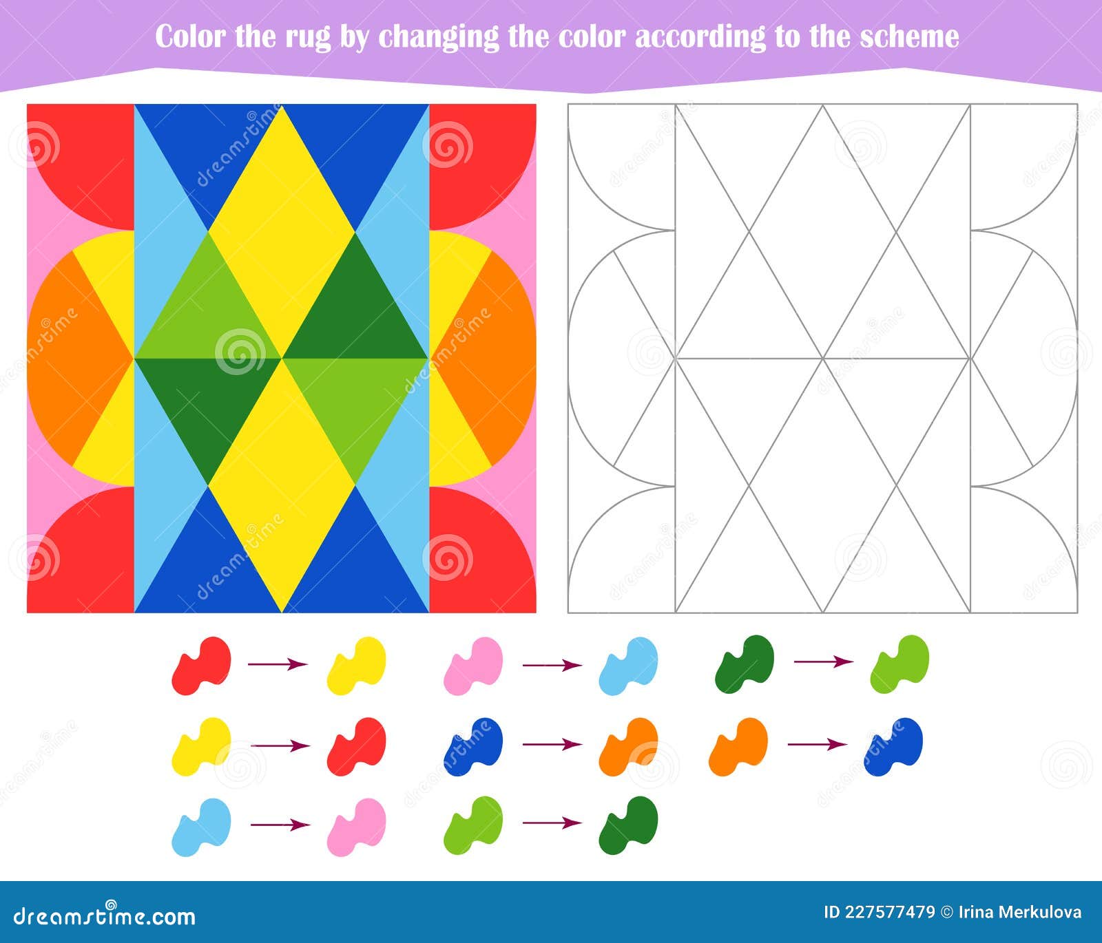 Game for the Development of Logical Thinking. Color the Rug by Changing ...