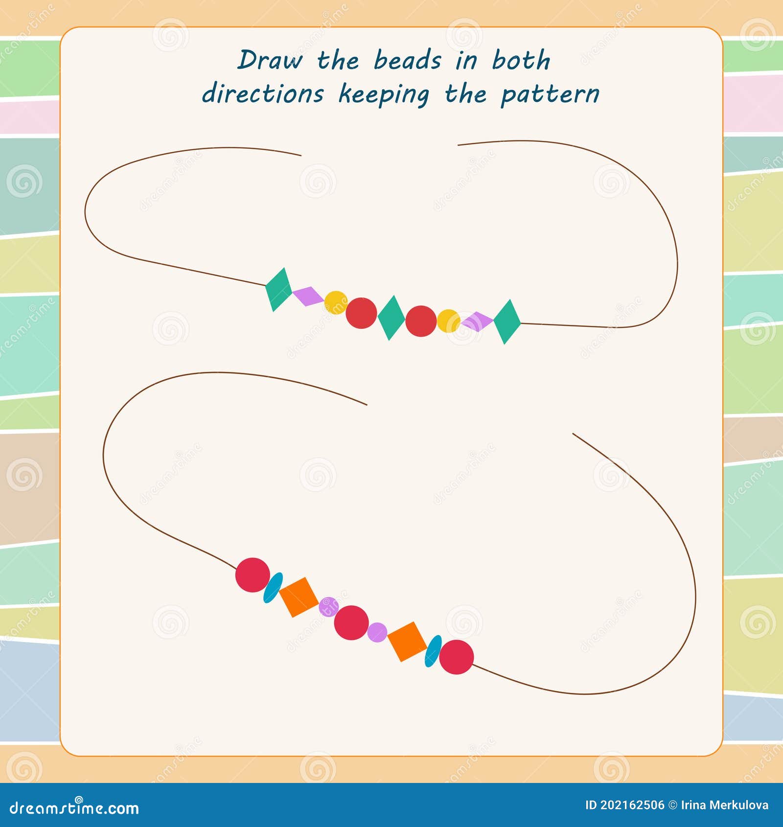 Game for the Development of Logical Thinking. Draw the Beads in Both ...