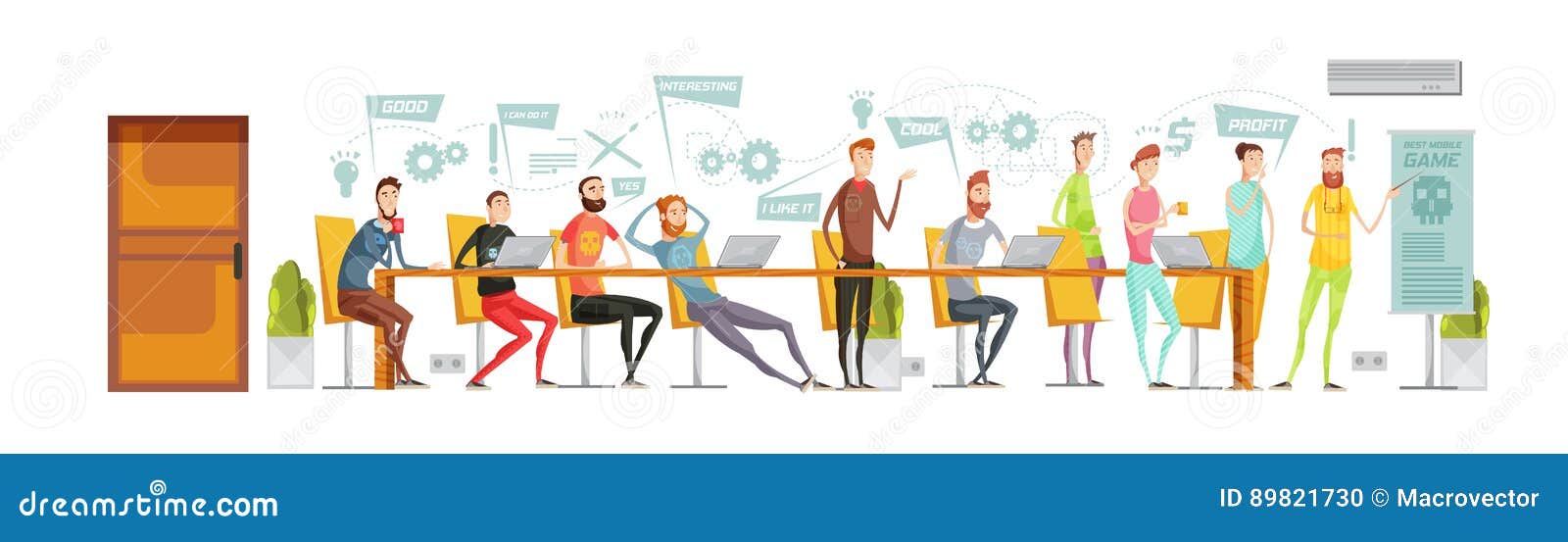 Game Development Meeting Composition Stock Vector - Illustration of ...