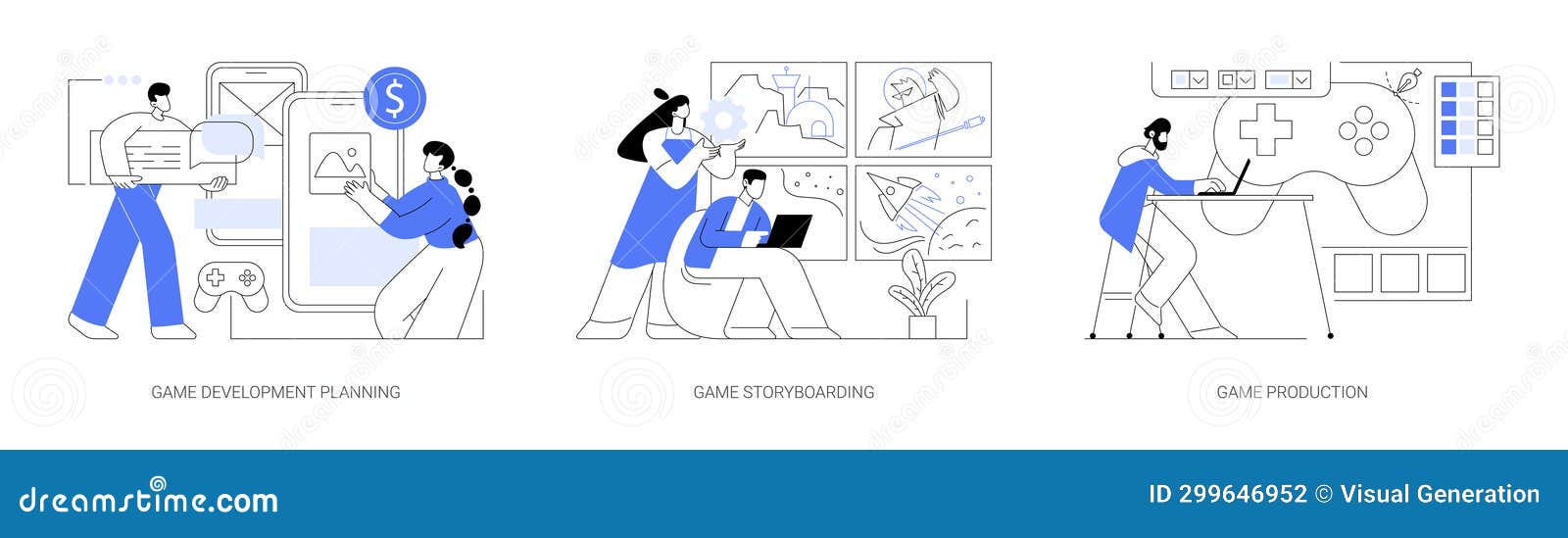 Game Development Process Isolated Cartoon Vector Illustrations Se Stock ...