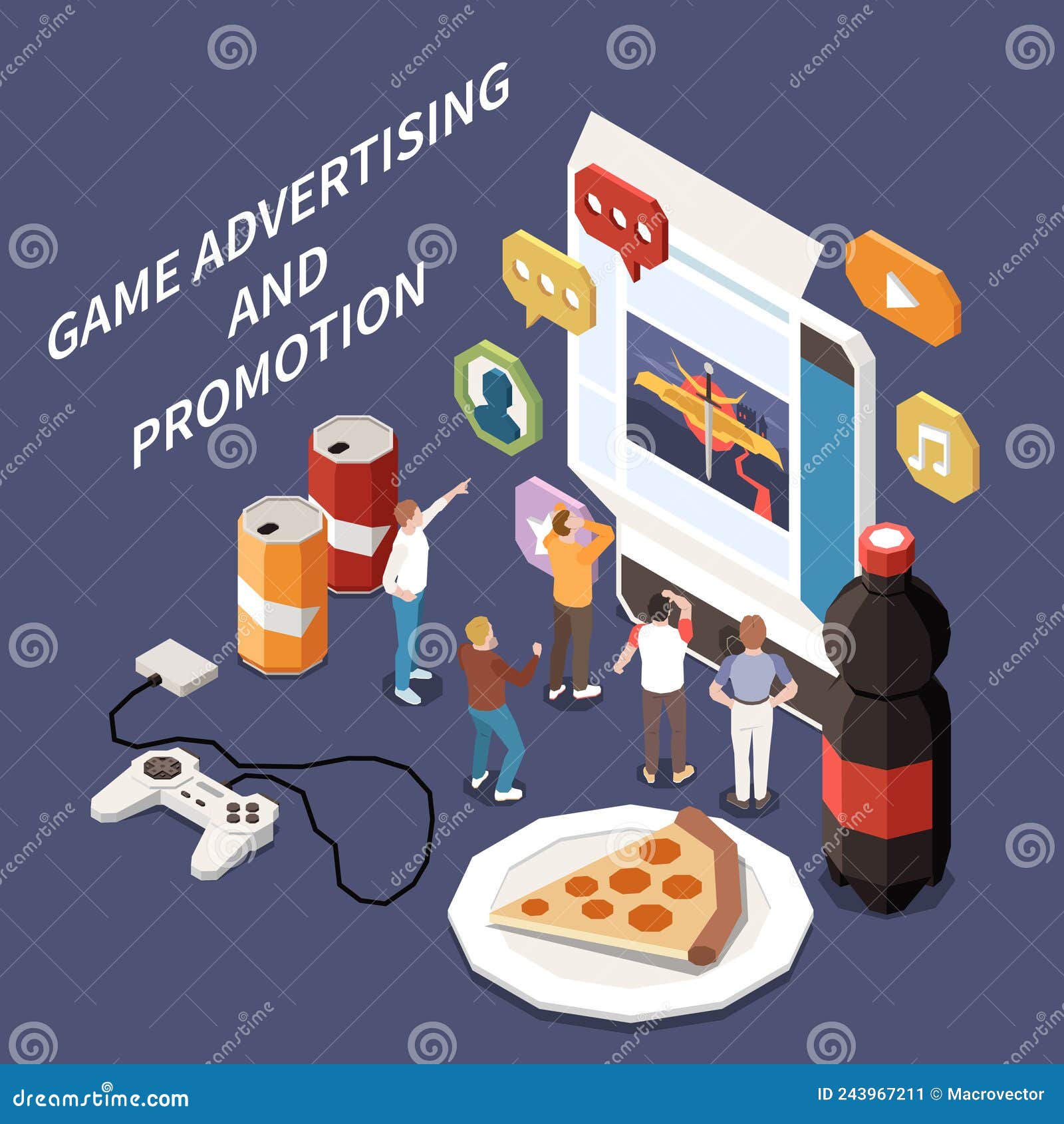 Game Development and Promotion Concept Stock Vector - Illustration of ...
