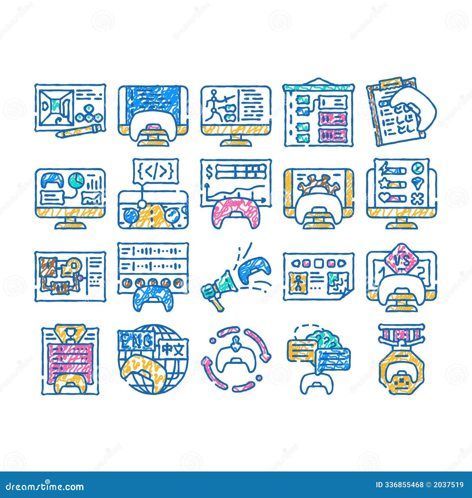 Game Development Software Icon Hand Drawn Stock Vector - Illustration ...