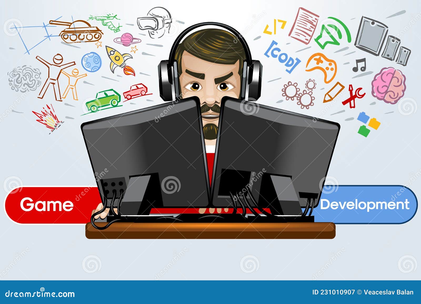 Game Development, Sound Testing and Application Adaptation Stock Vector ...