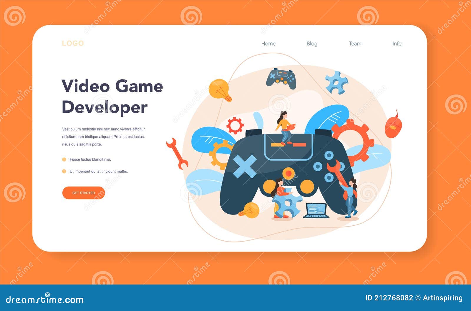 Game Development Web Banner or Landing Page. Creative Process Stock ...