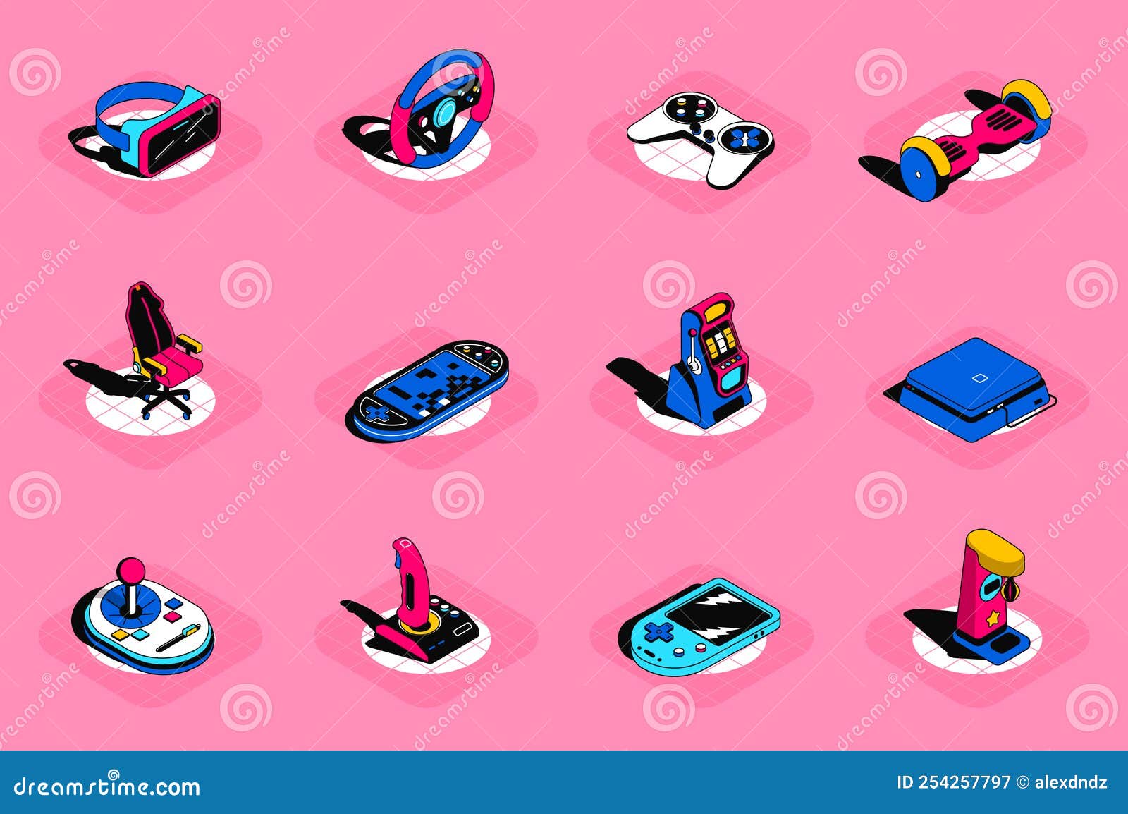 Game Devices 3d Isometric Icons Set. Vector Illustration in Modern ...