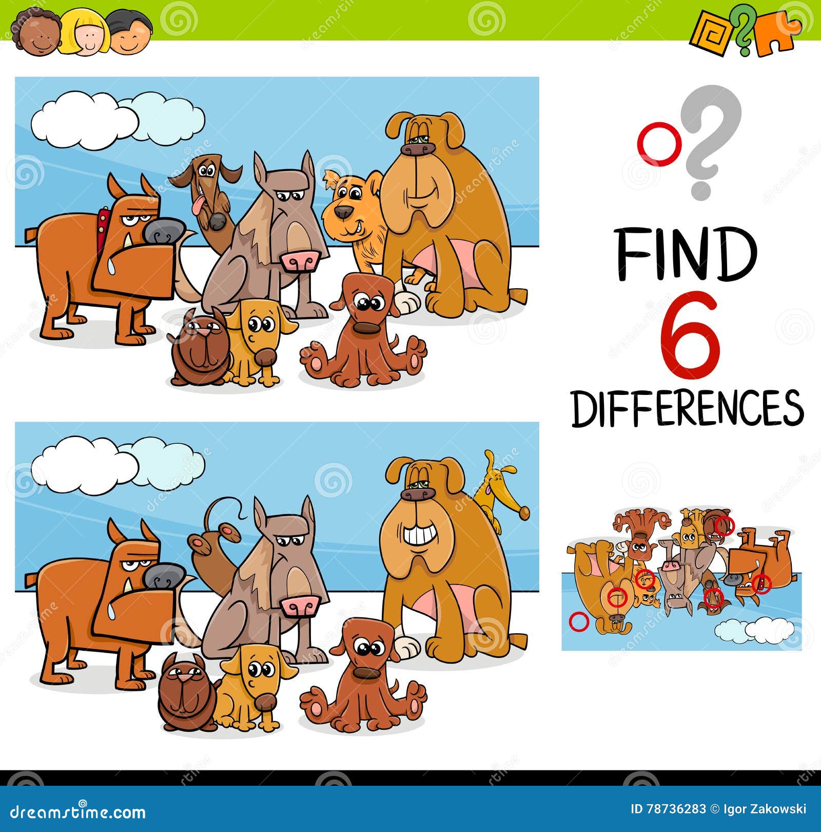 Game of Differences with Dogs Stock Vector - Illustration of pastime ...