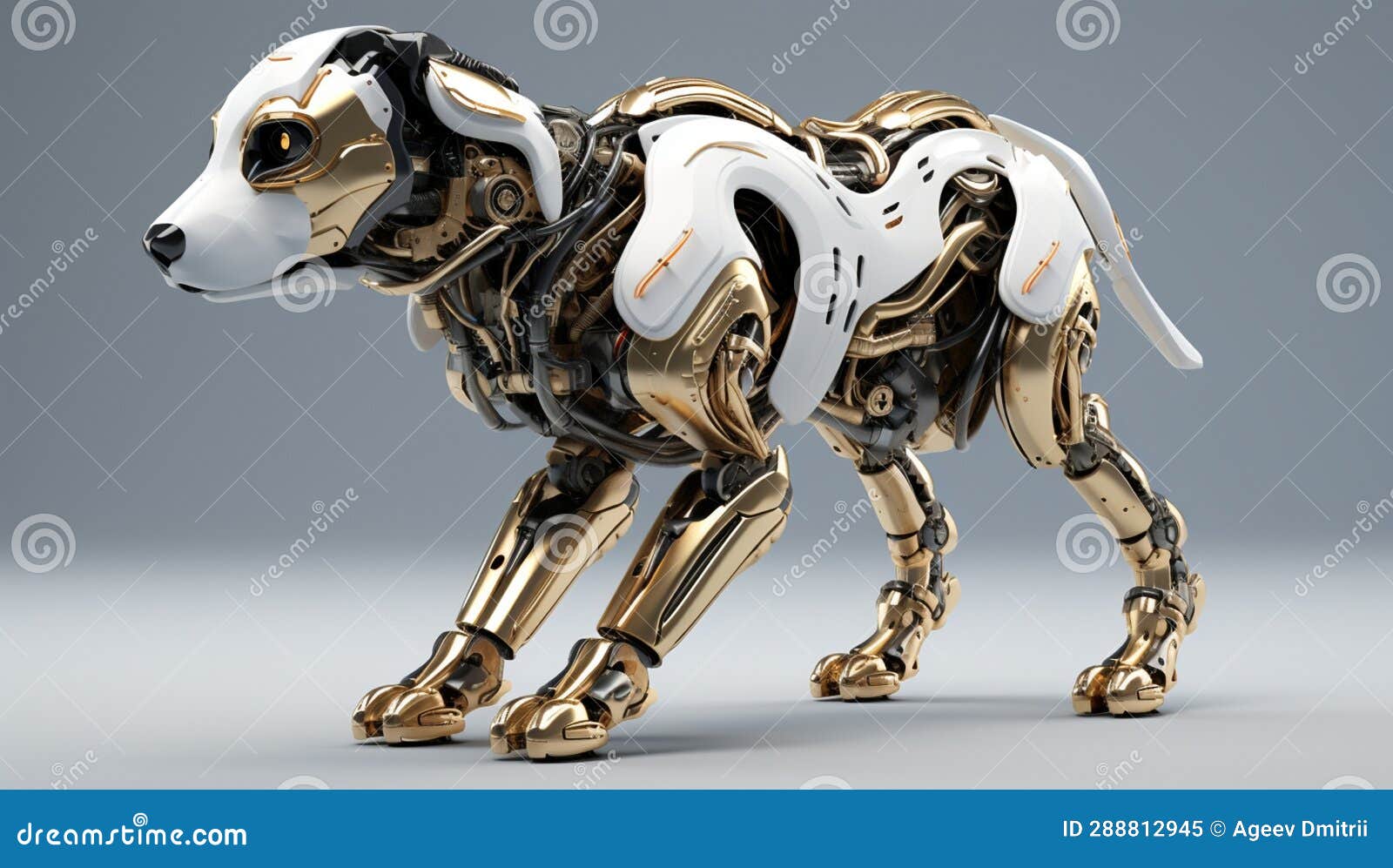 Dog Future Artificial Android Metallic Technology White Modern Cyborg ...
