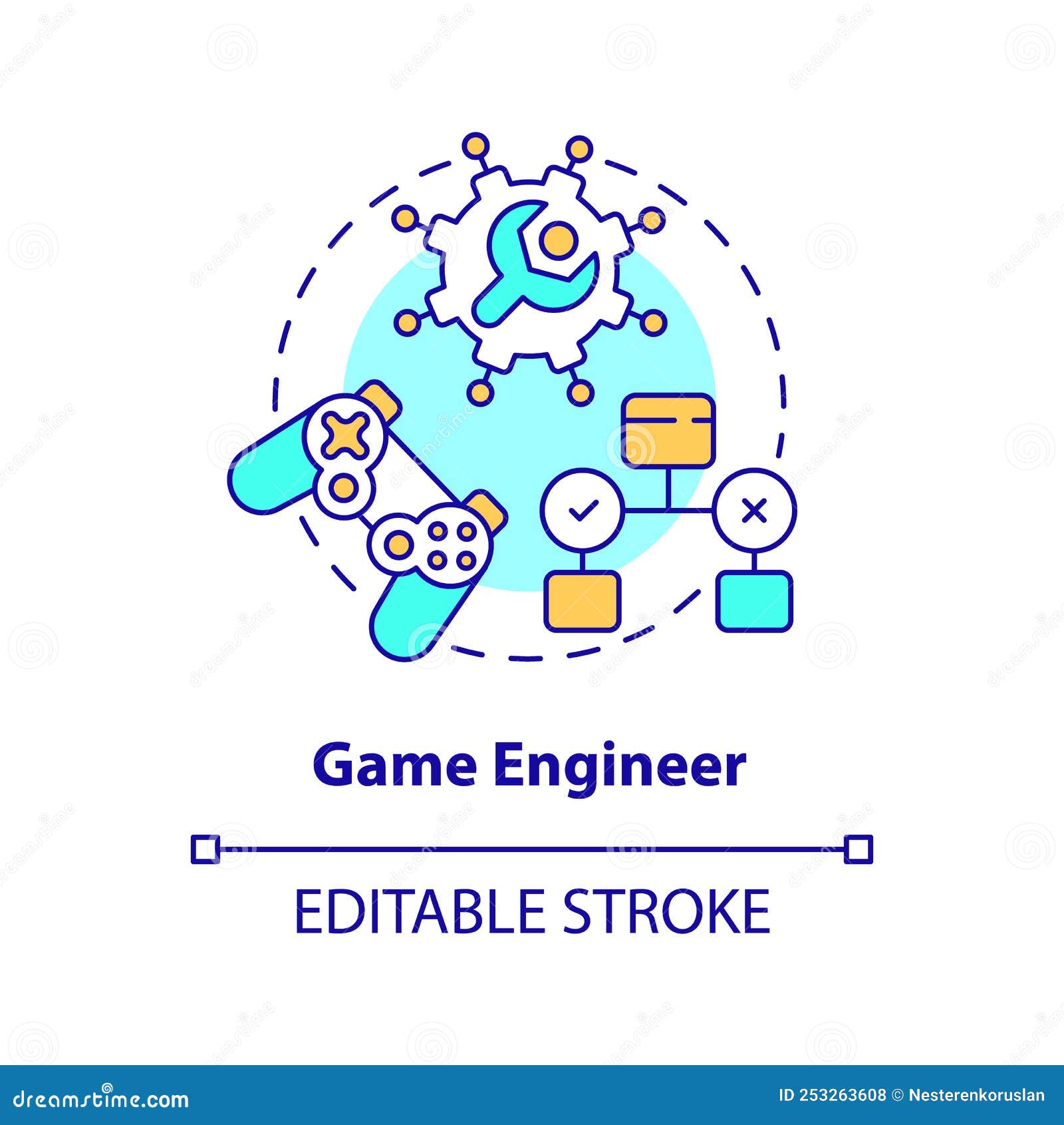Game engineer concept icon stock vector. Illustration of video - 253263608