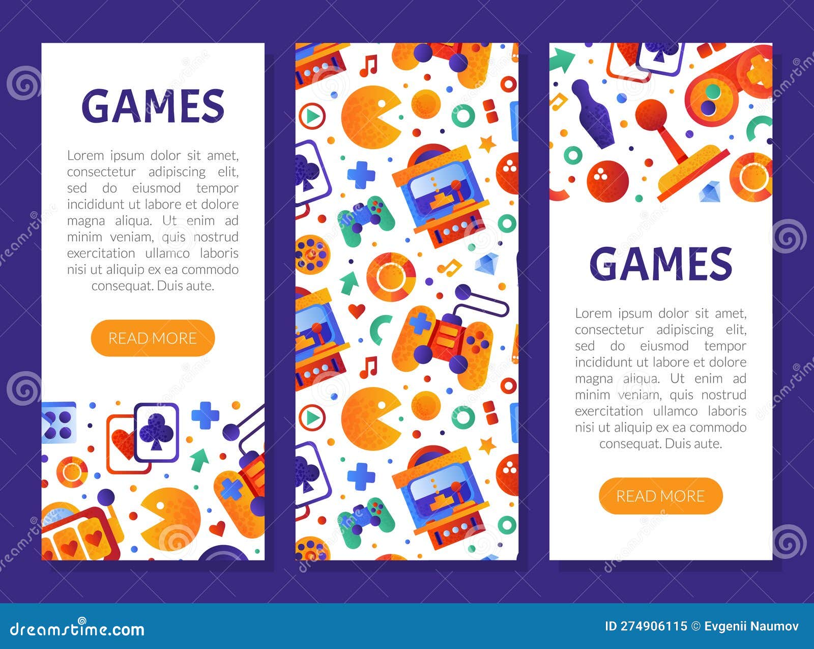 Game and Entertainment Object Web Design with Gamepad, Arcade and Cards ...