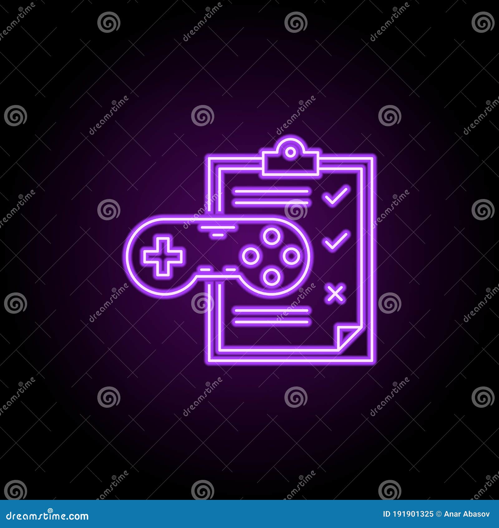 Game Evaluation Outline Icon. Elements of Game Development in Neon ...