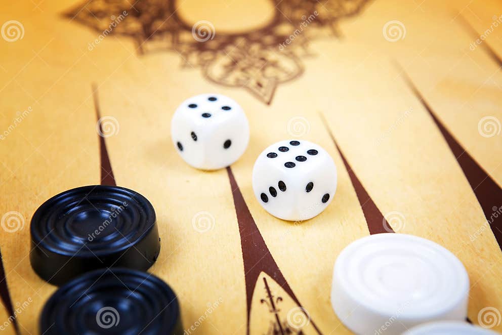 Game Field in a Backgammon with Cubes and Counters. Stock Photo - Image ...