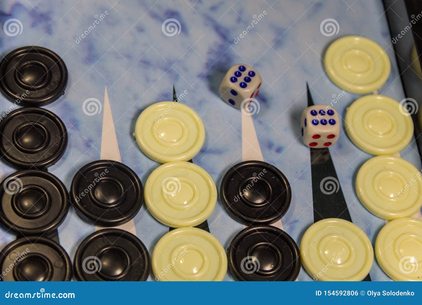 Game Field in a Backgammon with Dice and Checkers Stock Photo - Image ...