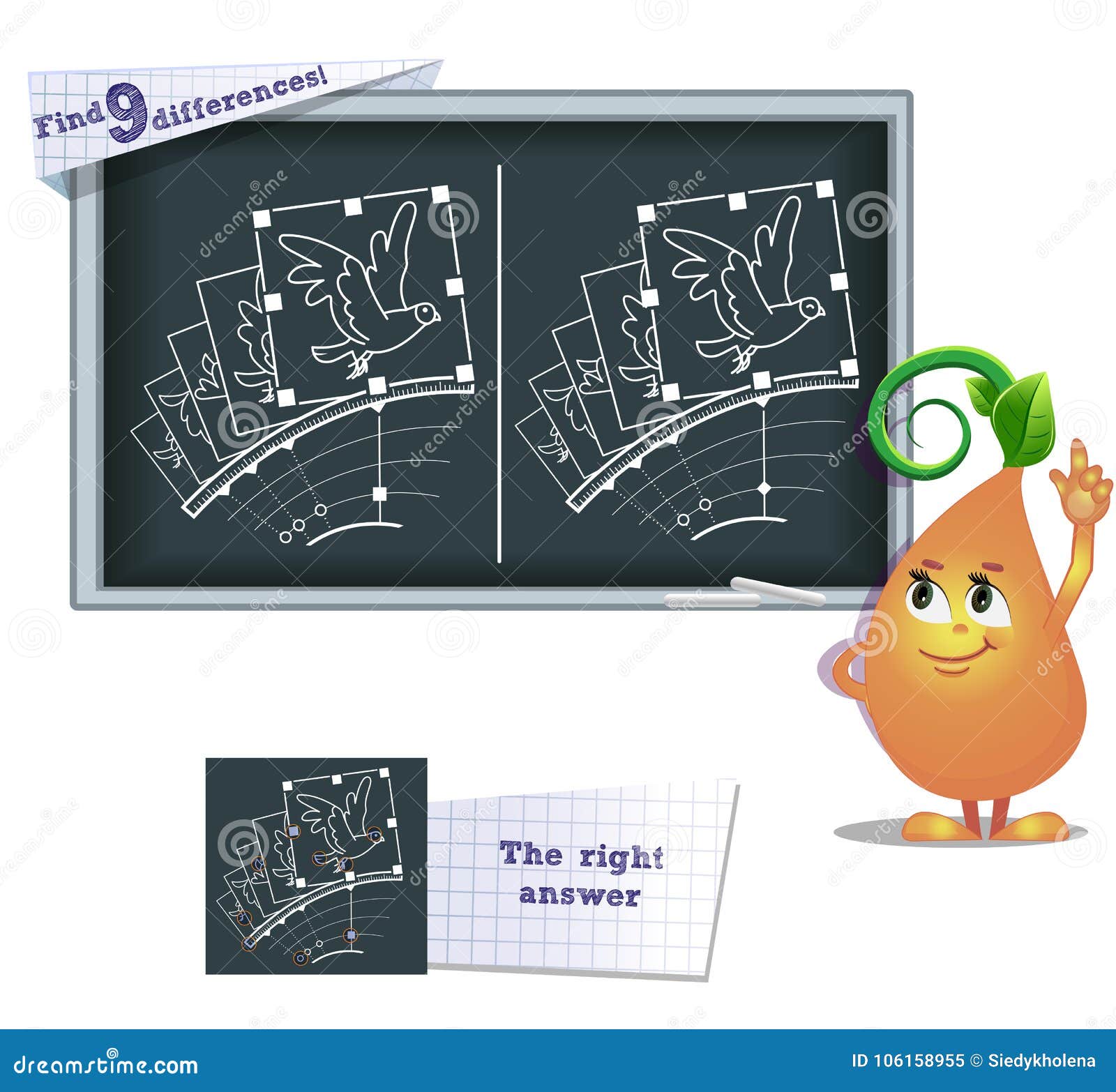 Game Find 9 Differences Animation Bird Stock Illustration ...