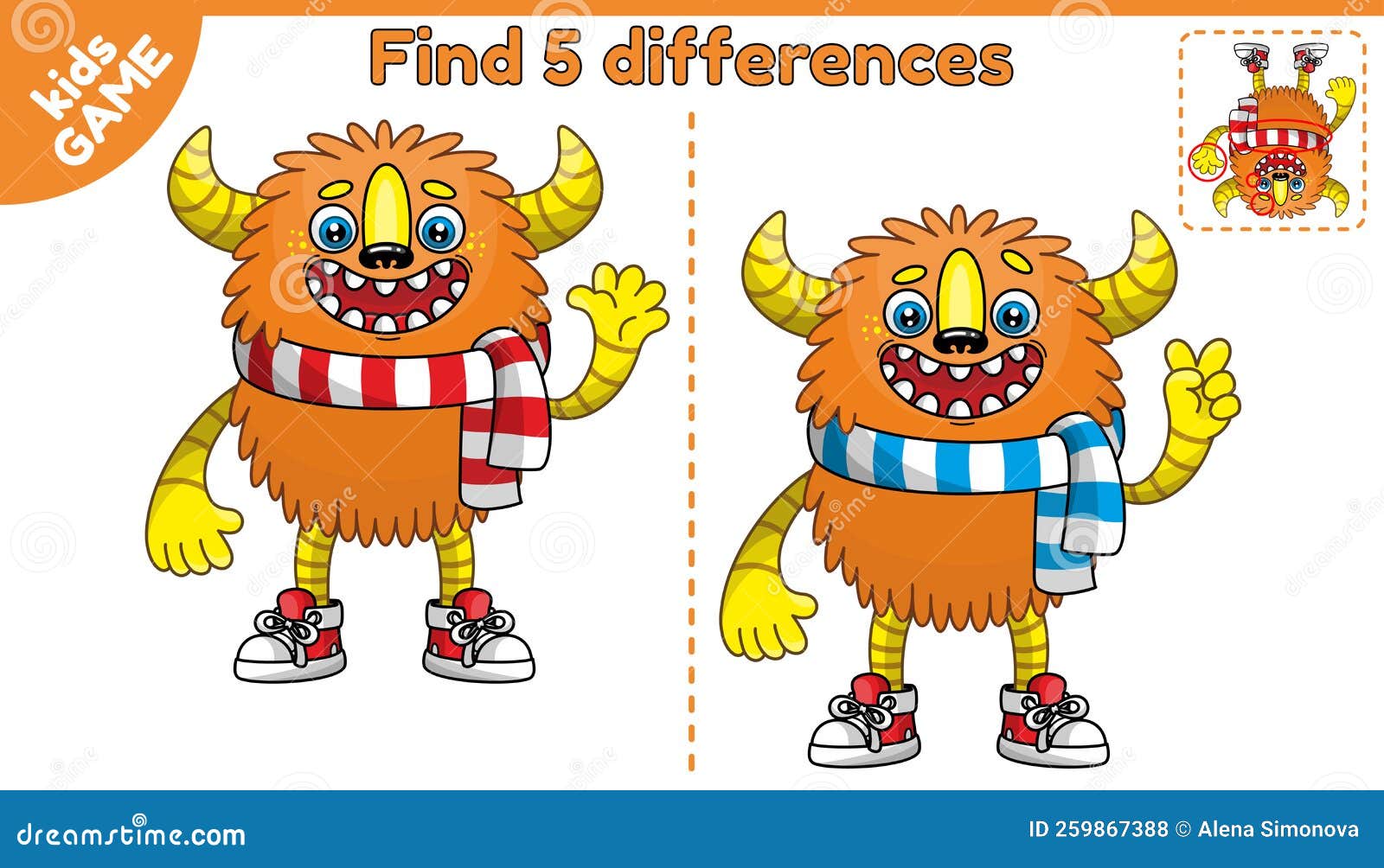 Game Find Differences Cartoon Monster-2 Stock Vector - Illustration of ...