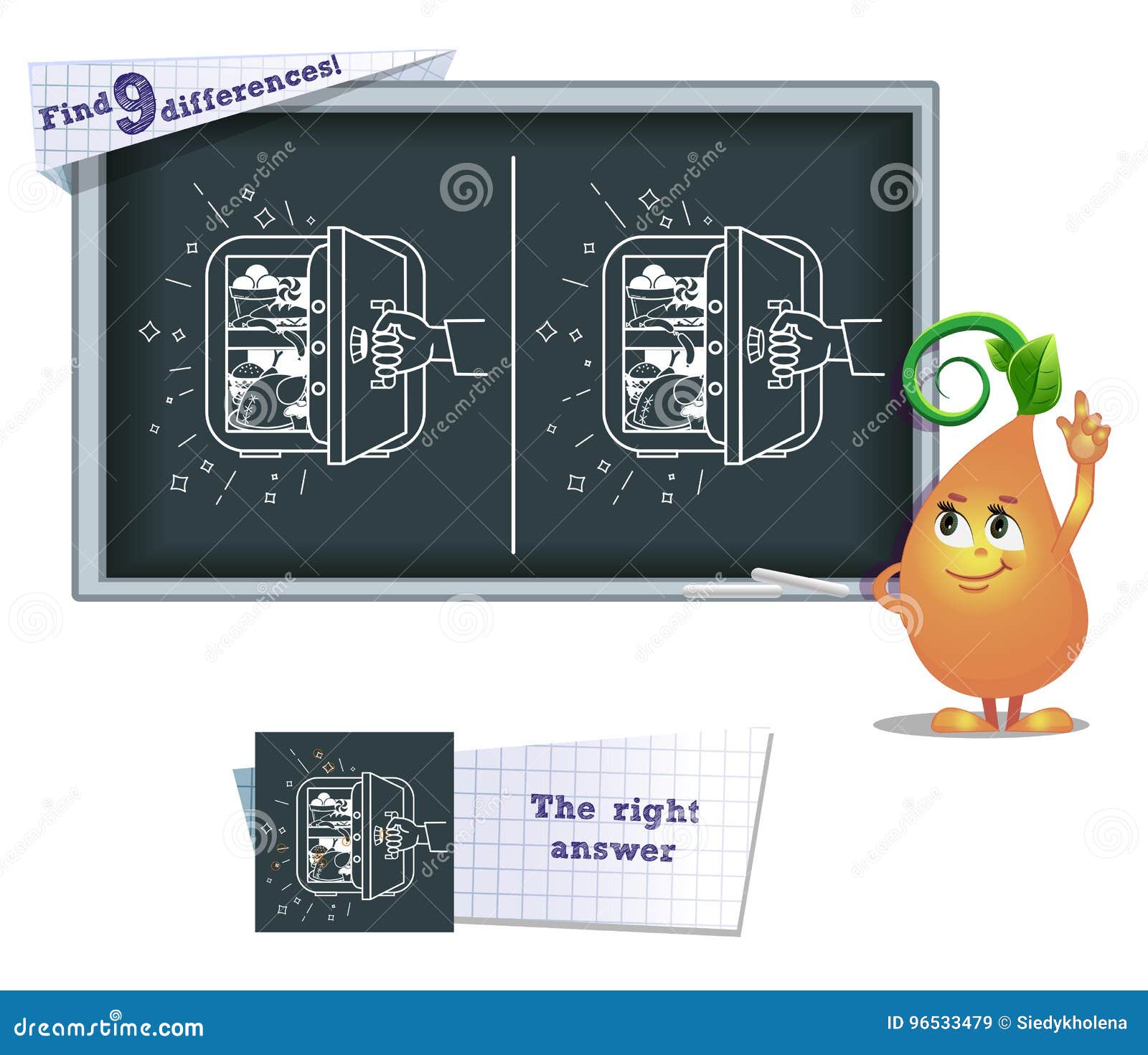 Game Find 9 Differences Food Stock Illustration - Illustration of maze ...