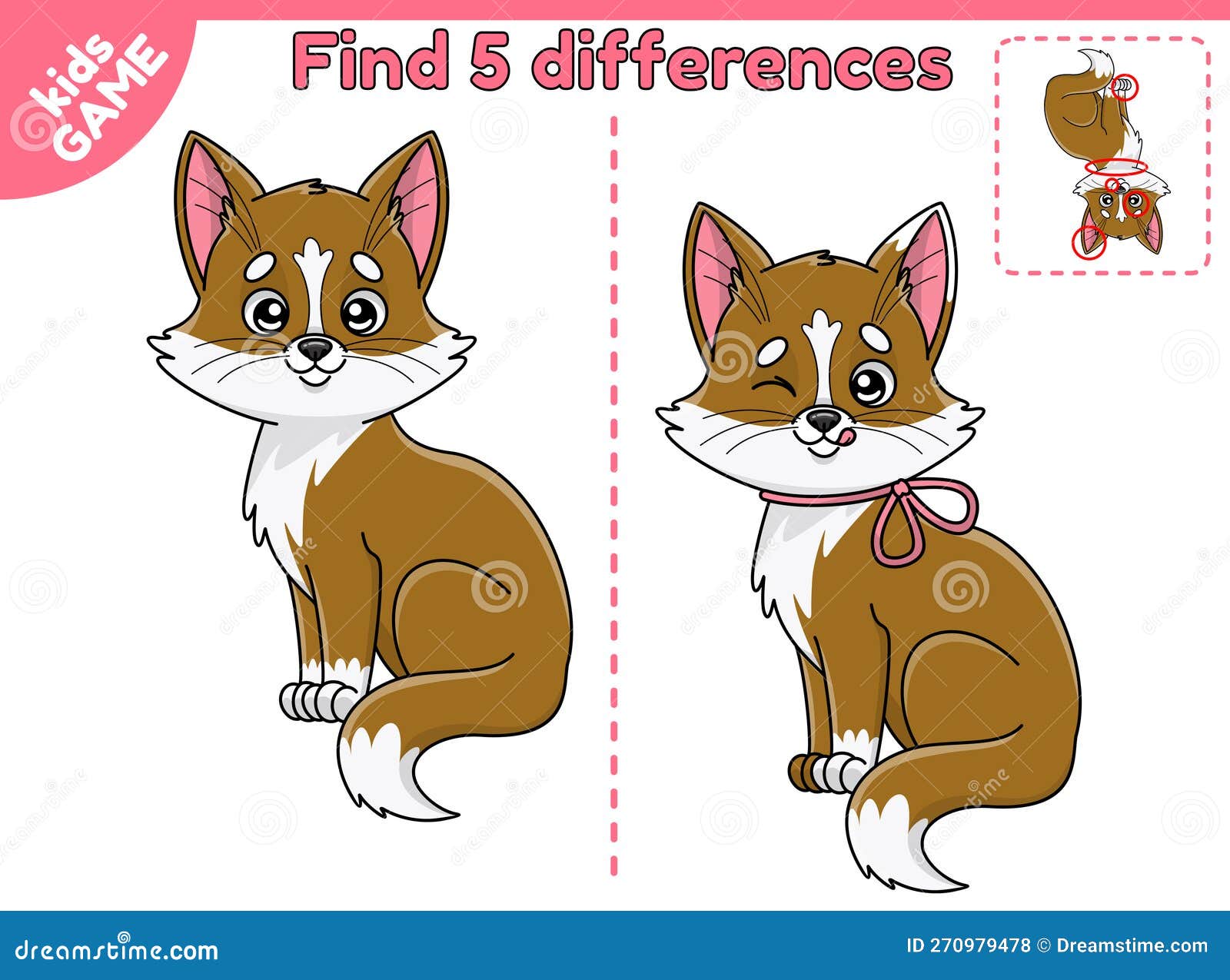 Kids Game Find the Differences with Cartoon Cat Stock Illustration ...