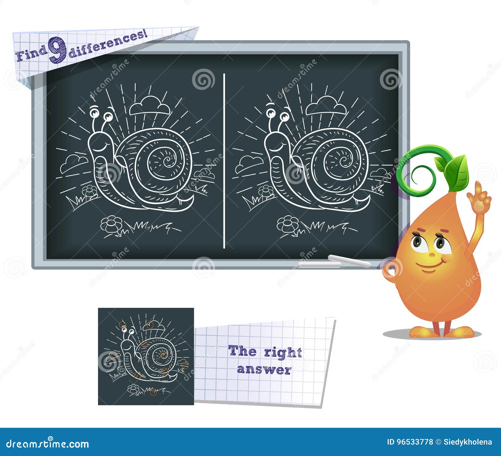 Game Find 9 Differences Snail Stock Illustration - Illustration of ...