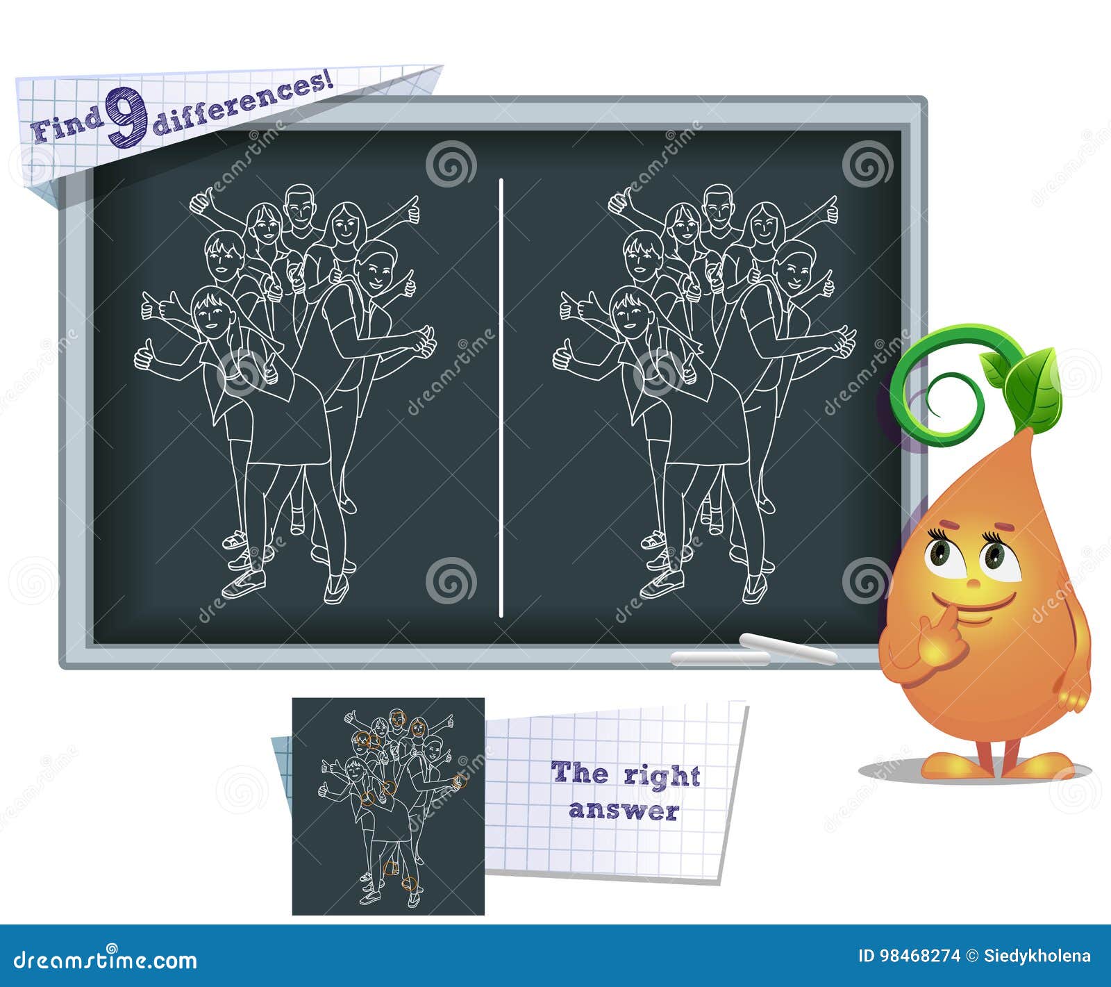 Game Find 9 Differences Youth Stock Illustration - Illustration of back ...