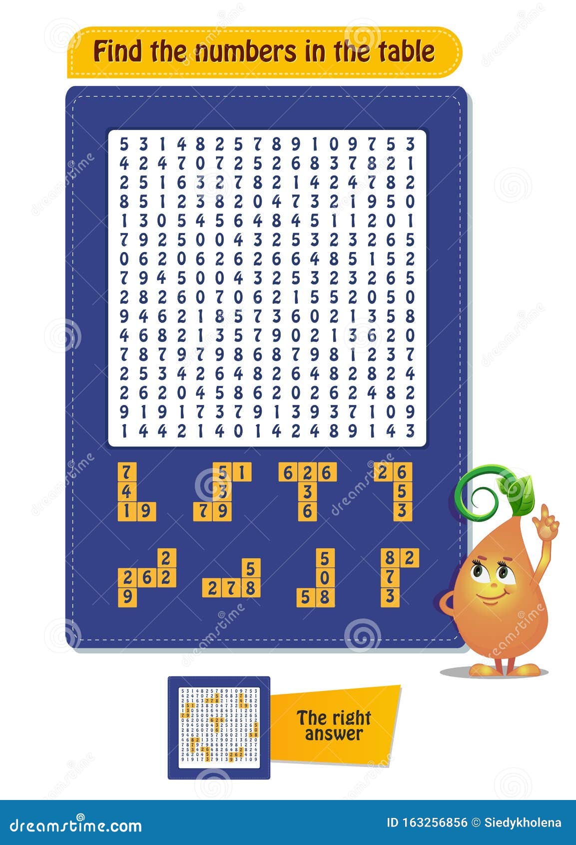 Game Find the Numbers in the Table Stock Illustration - Illustration of ...